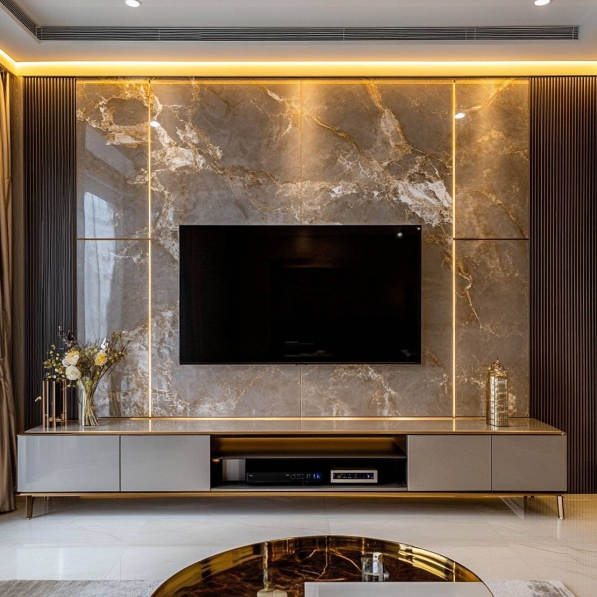 Peripheral False Ceiling with POP Material with Modern Cove Light and ...