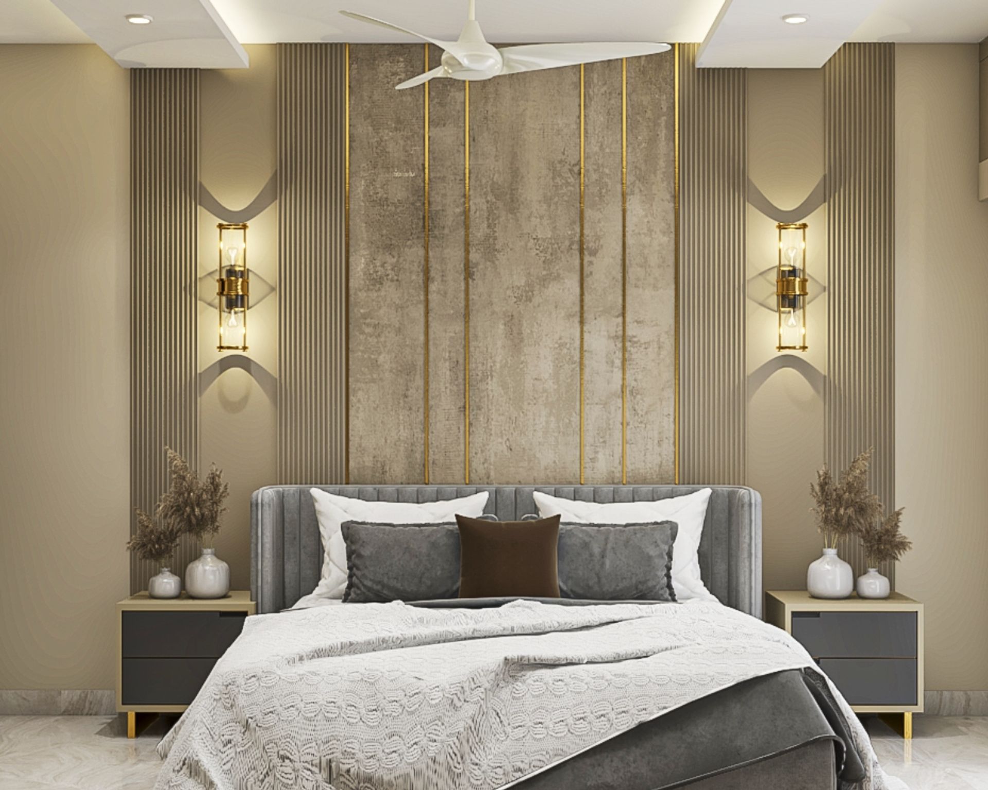 Wall Panels Contemporary Wall Design with Vertical T Pattis, Gold ...