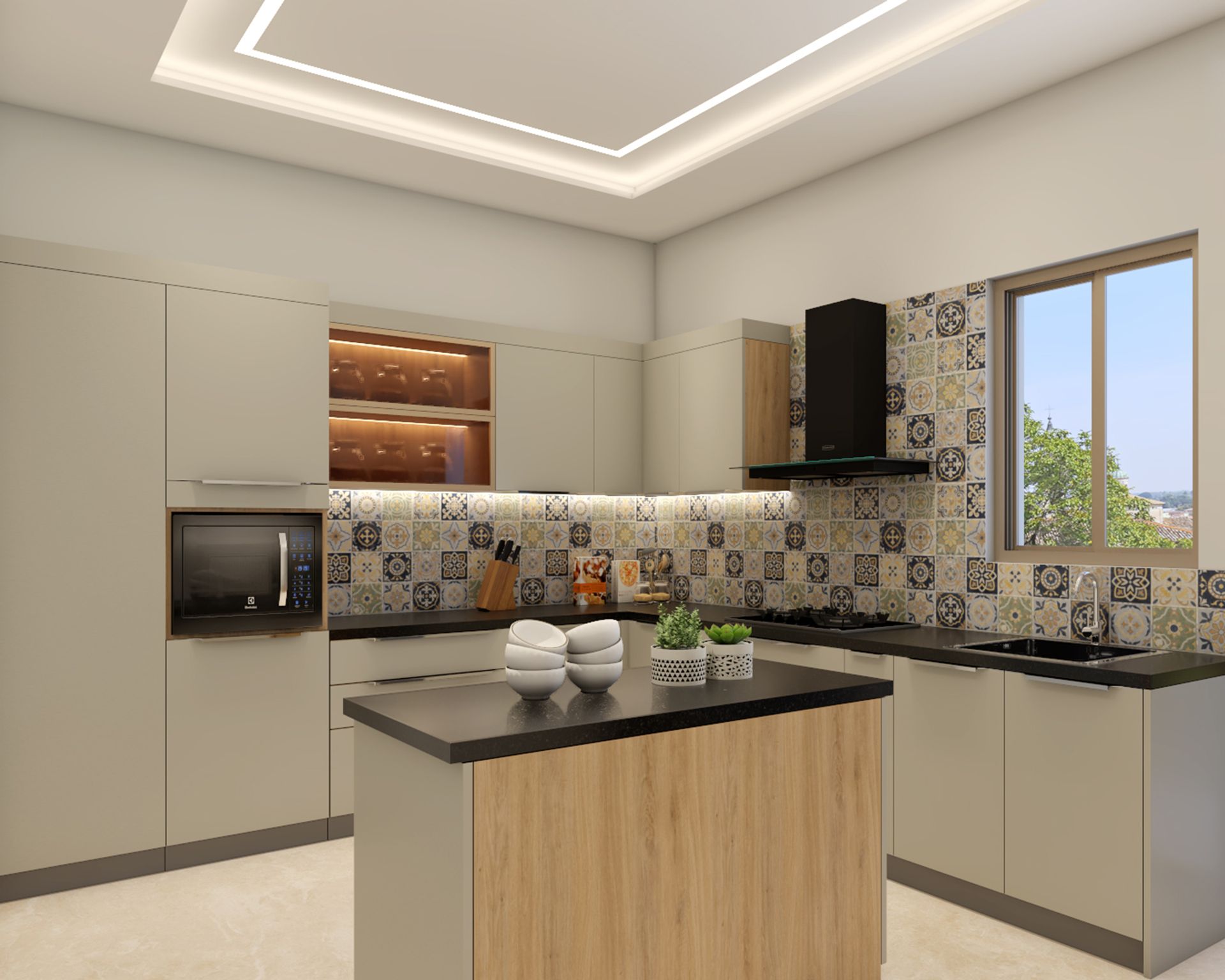 Grid Multicolour Kitchen Tile Design with Artistic Ceramic Patterns ...