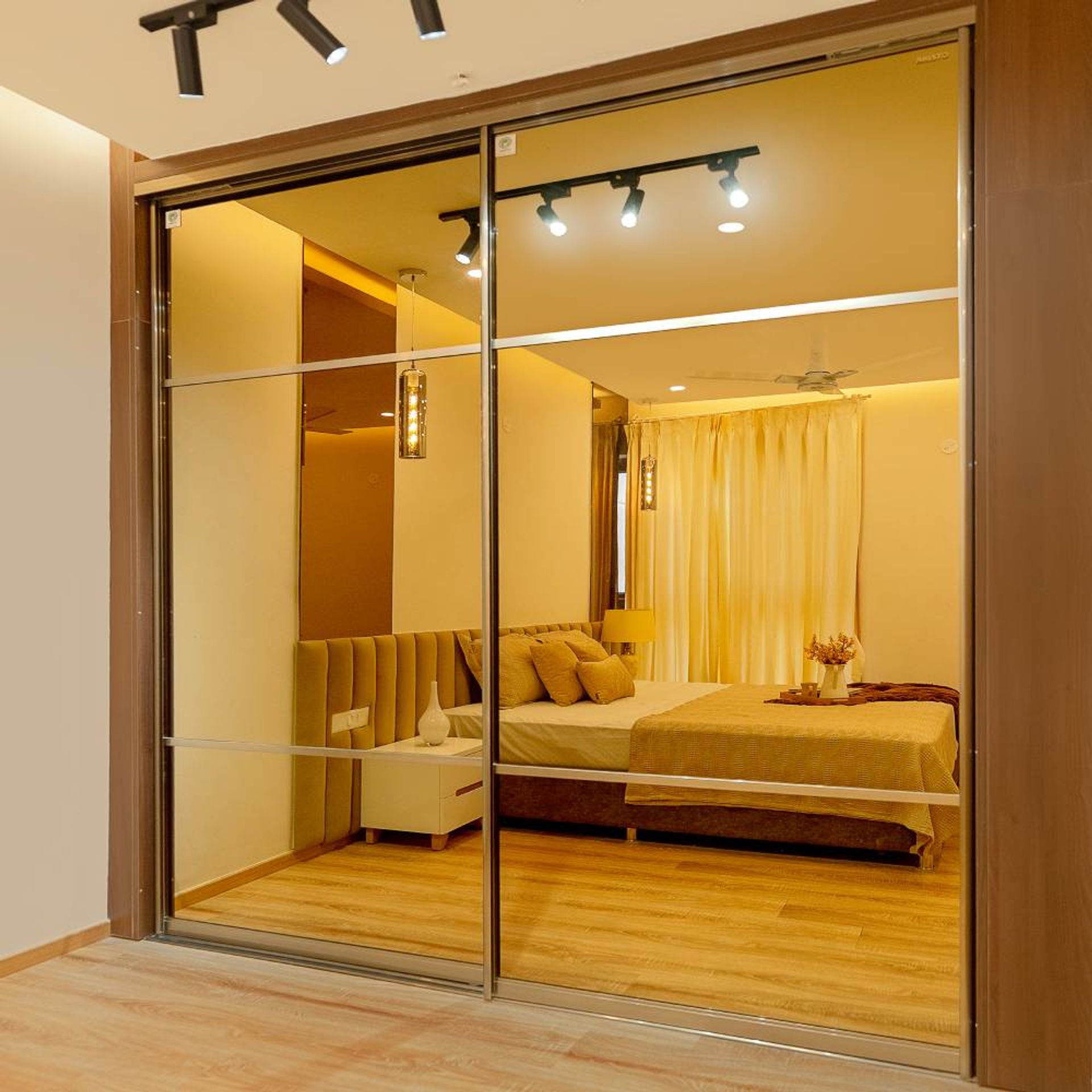 Modern 4-Door Sliding Wardrobe Design with Full-Length Mirrors and ...