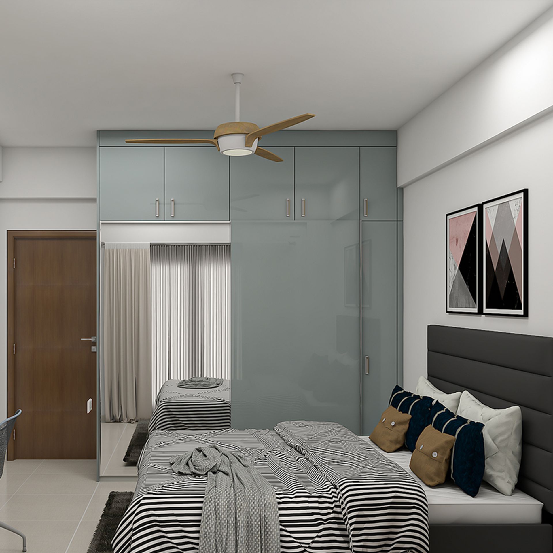 3-Door Modern Silver Sliding Wardrobe Design with Integrated Dresser ...