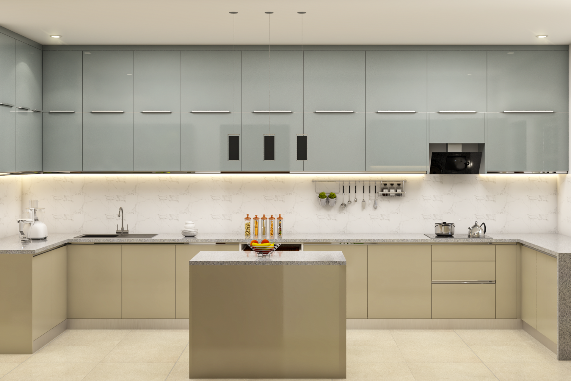 Modern Spacious Kitchen Design With Chimney | Livspace