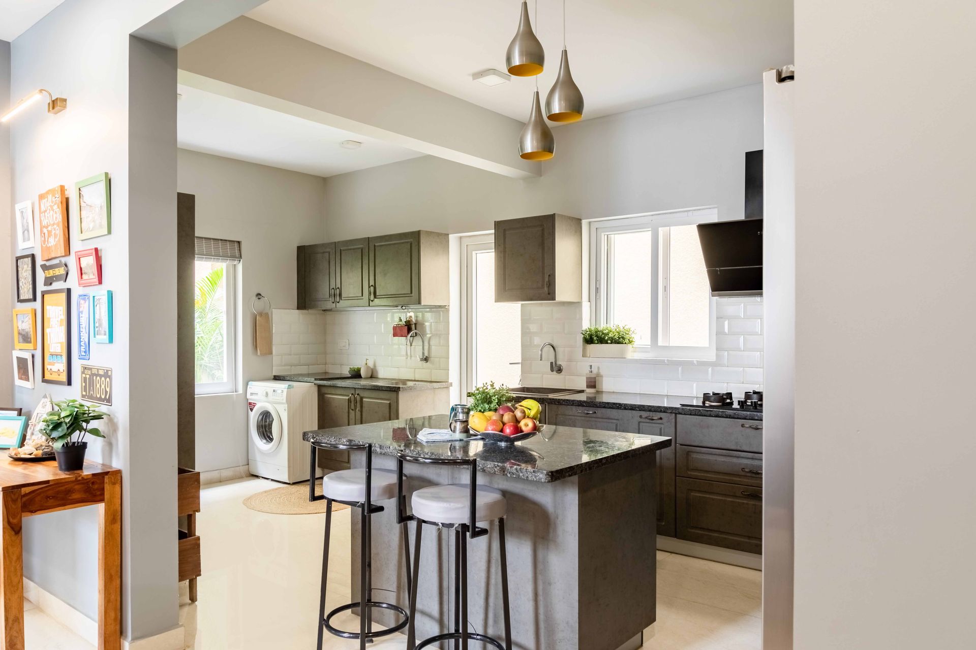 Glossy White Subway Kitchen Tile Design In Ceramic | Livspace