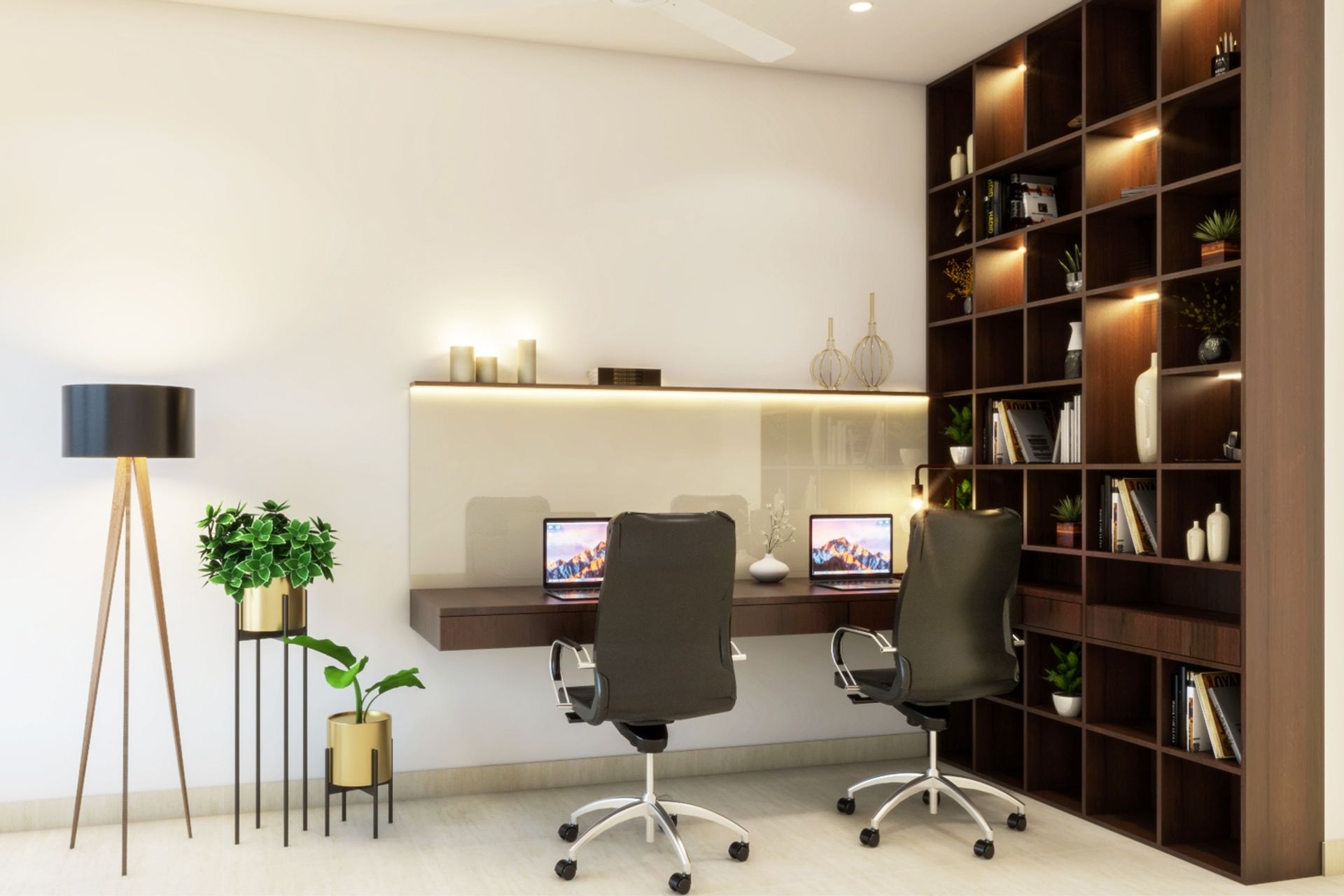 Spacious Neutral-Toned Twin Study Room Design In Acacia Exodus | Livspace