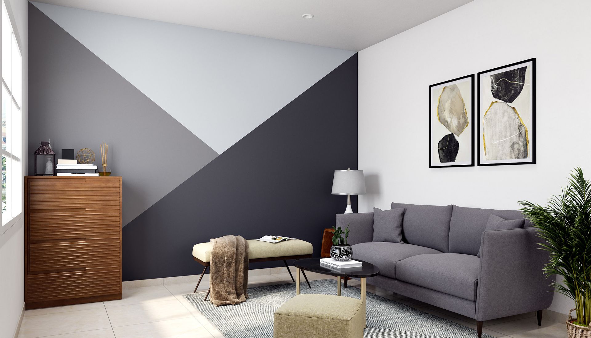 Grey Wall Paint Design For Living Rooms And Bedrooms | Livspace
