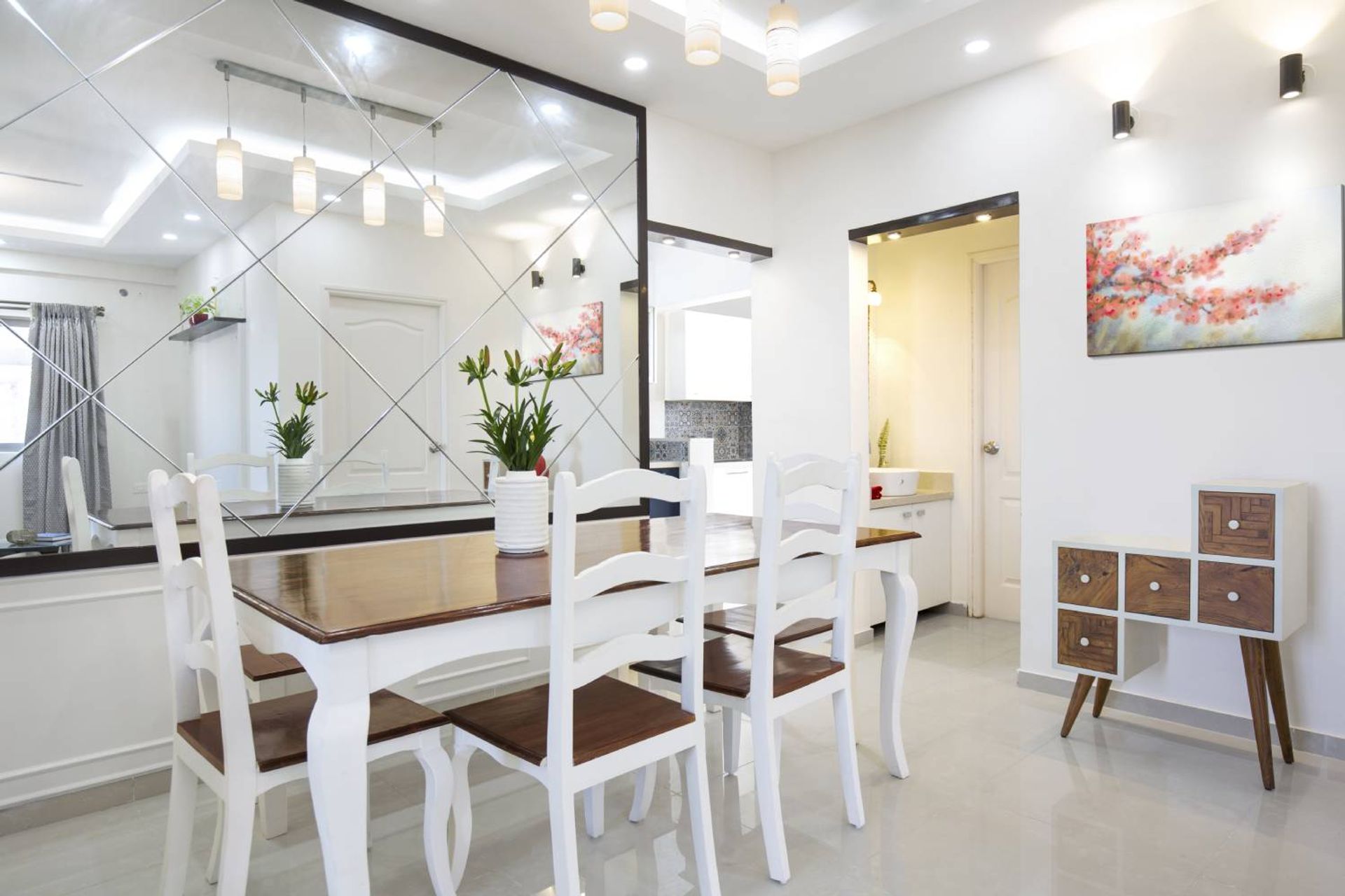 1BHK Bangalore Flat Interior Design with Contemporary Accents and Mirror Panels | Livspace