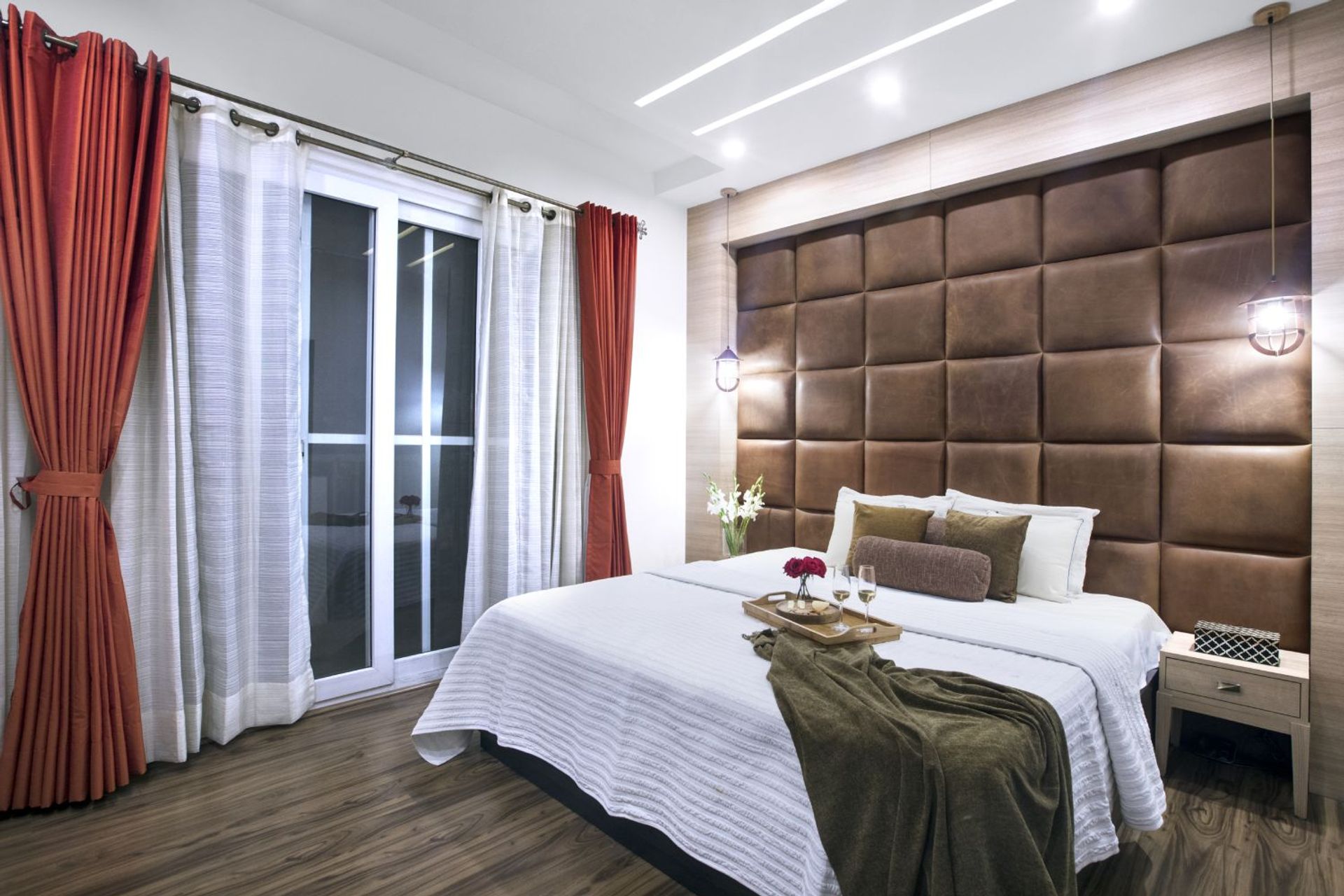 Gurgaon 3BHK Flat Contemporary Design with Colorful Curtains and Bunk ...