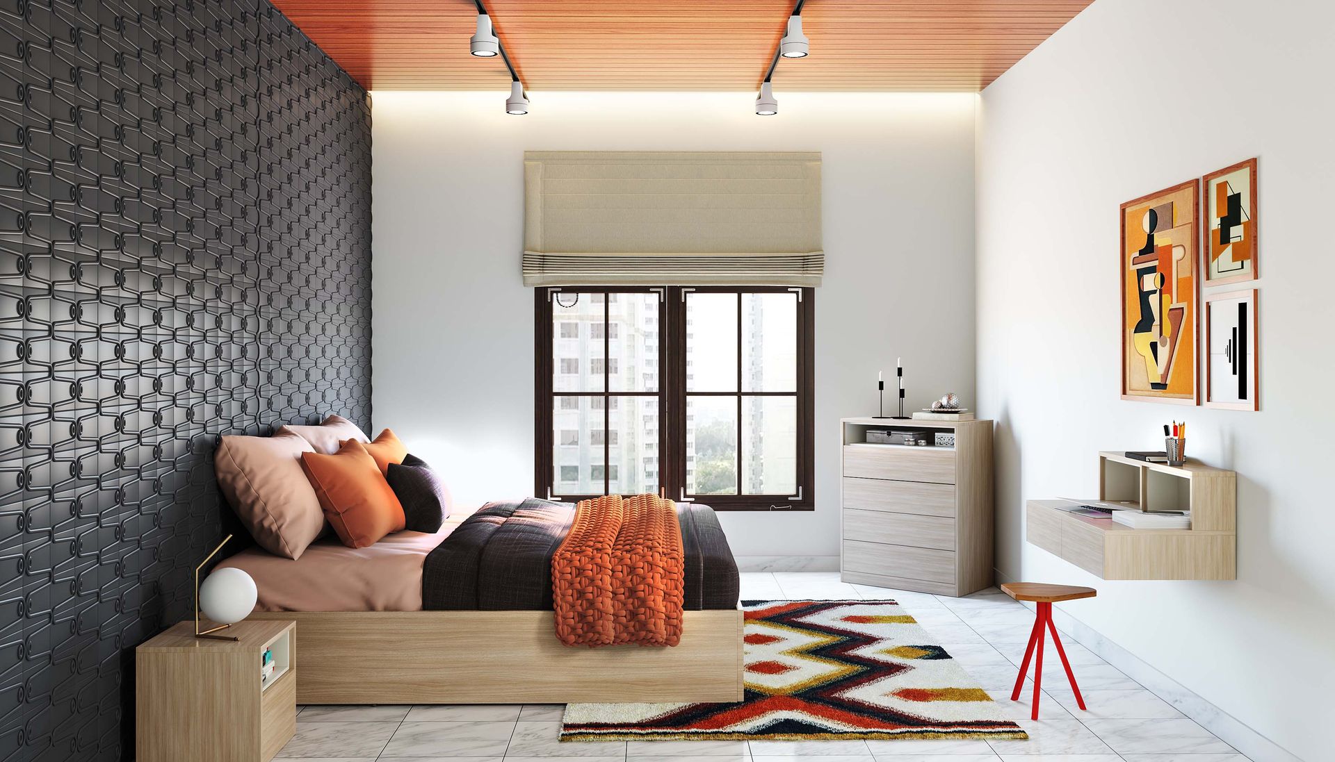 Warm and Modern Look: Modern False Ceiling Design With Track Light ...