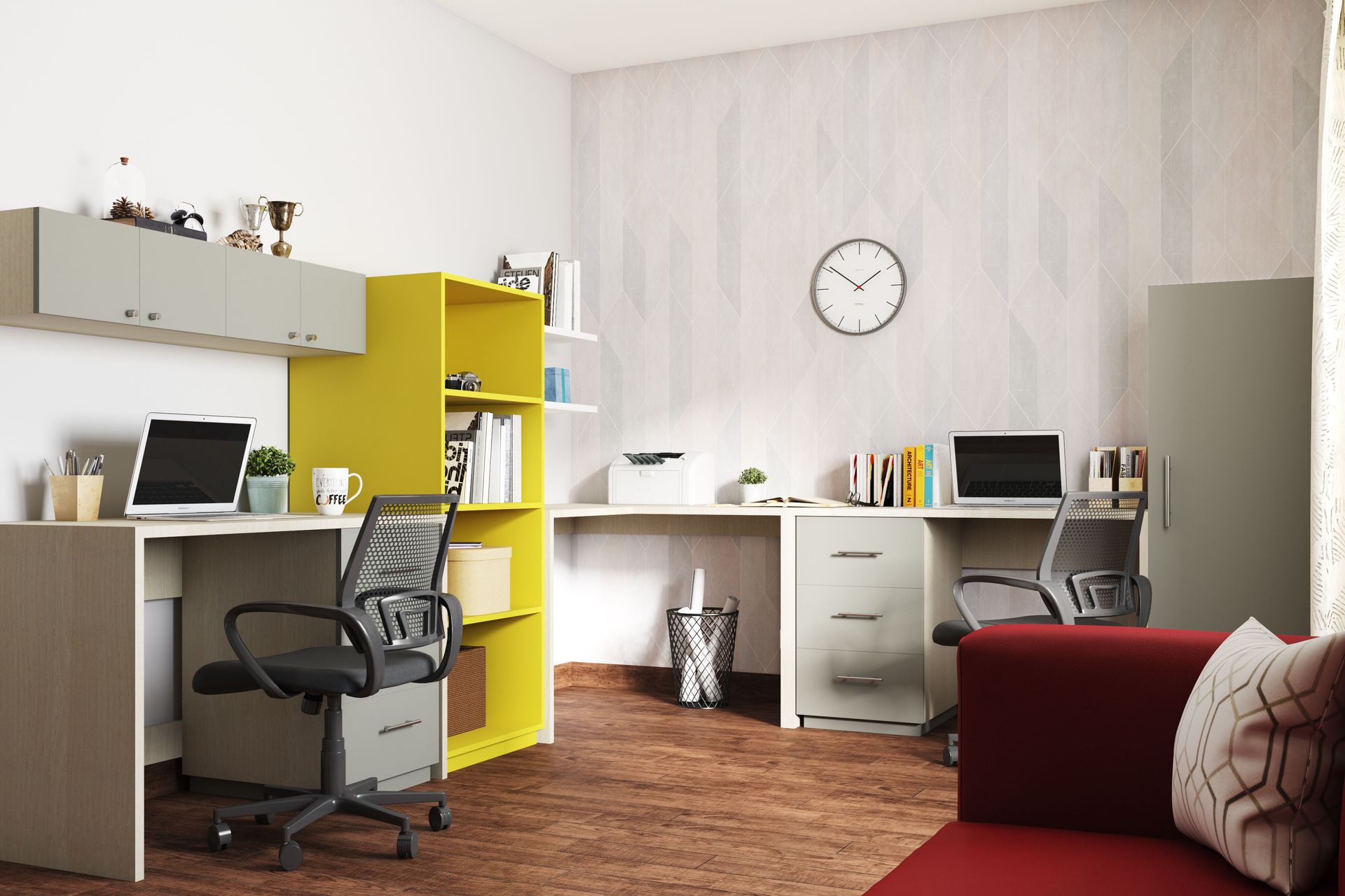 Contemporary Home Office Design in Acacia and Mocca Tone | Livspace