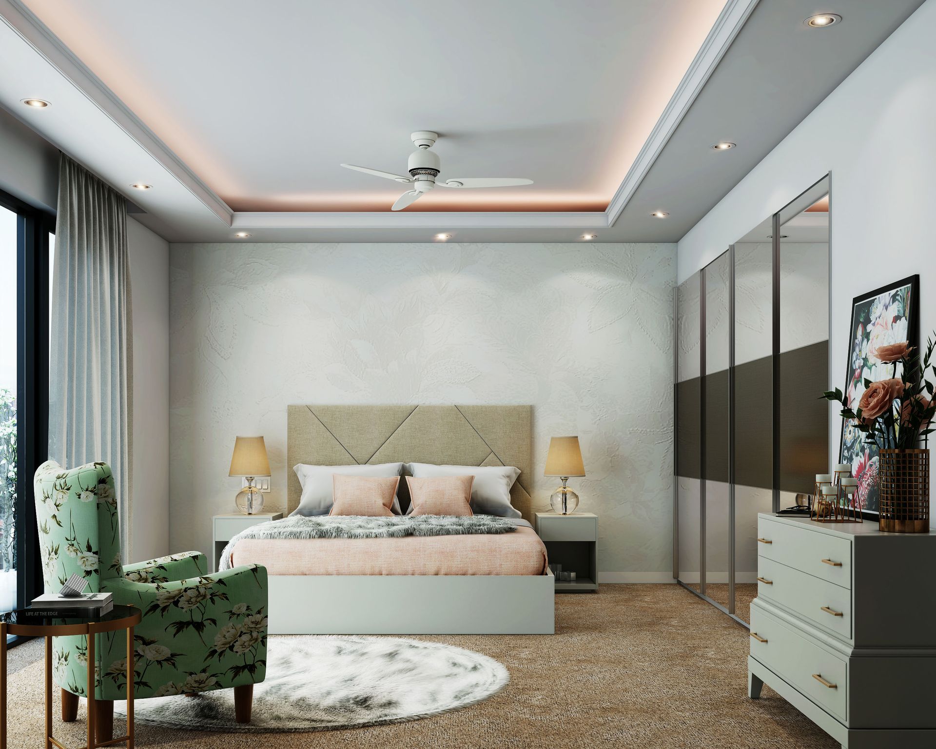 Gypsum Double-Layered Ceiling Design With Cove Lights | Livspace