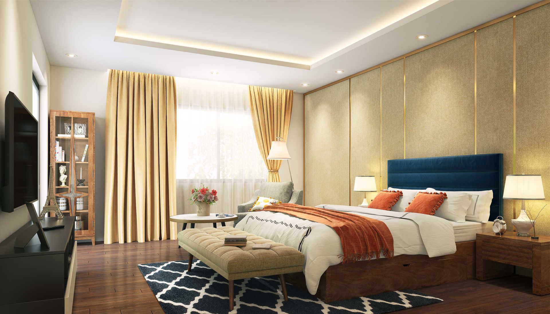 King Bed, Storage & Style: Modern Master Bedroom Design | Livspace