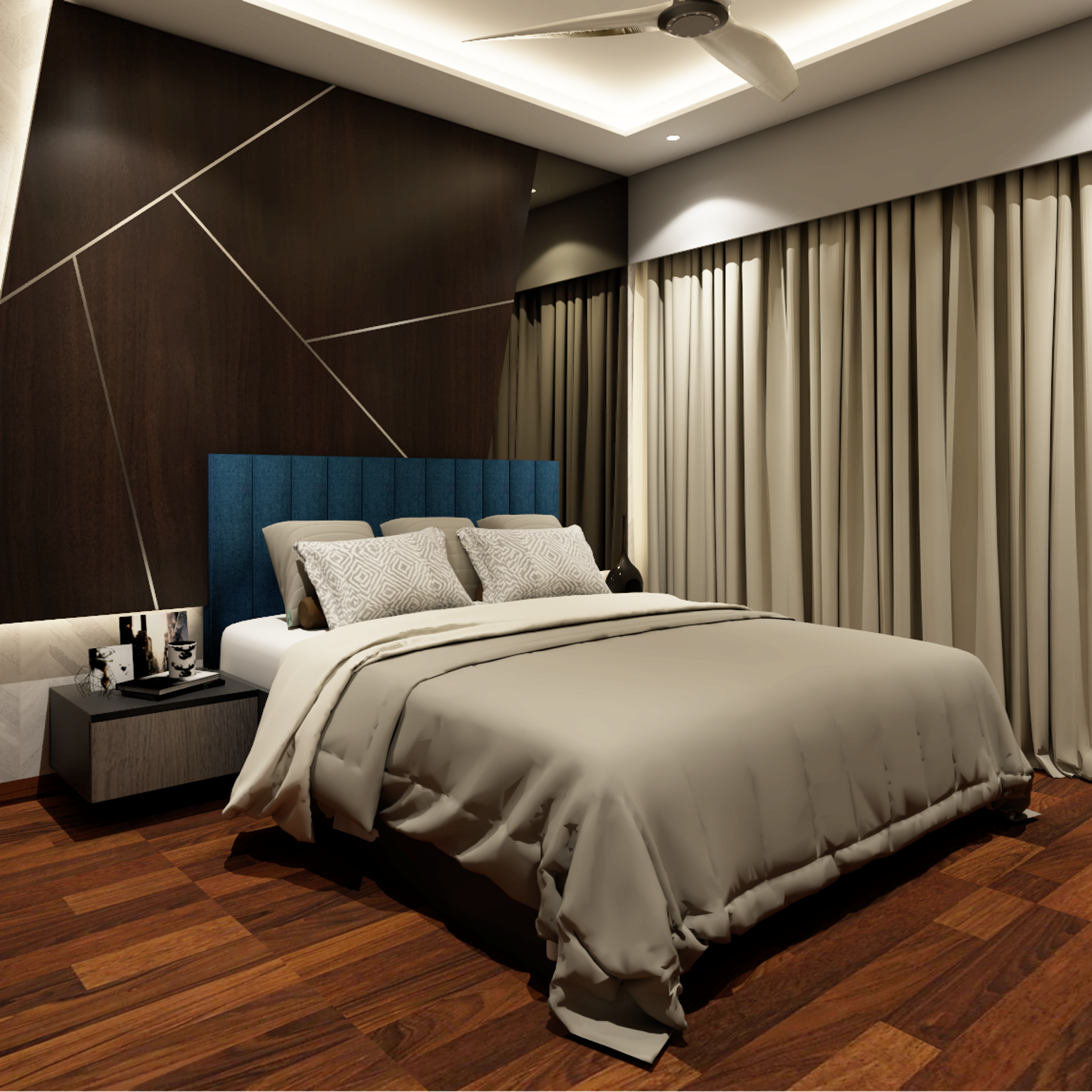 Contemporary Themed Spacious Luxurious Master Bedroom Design | Livspace
