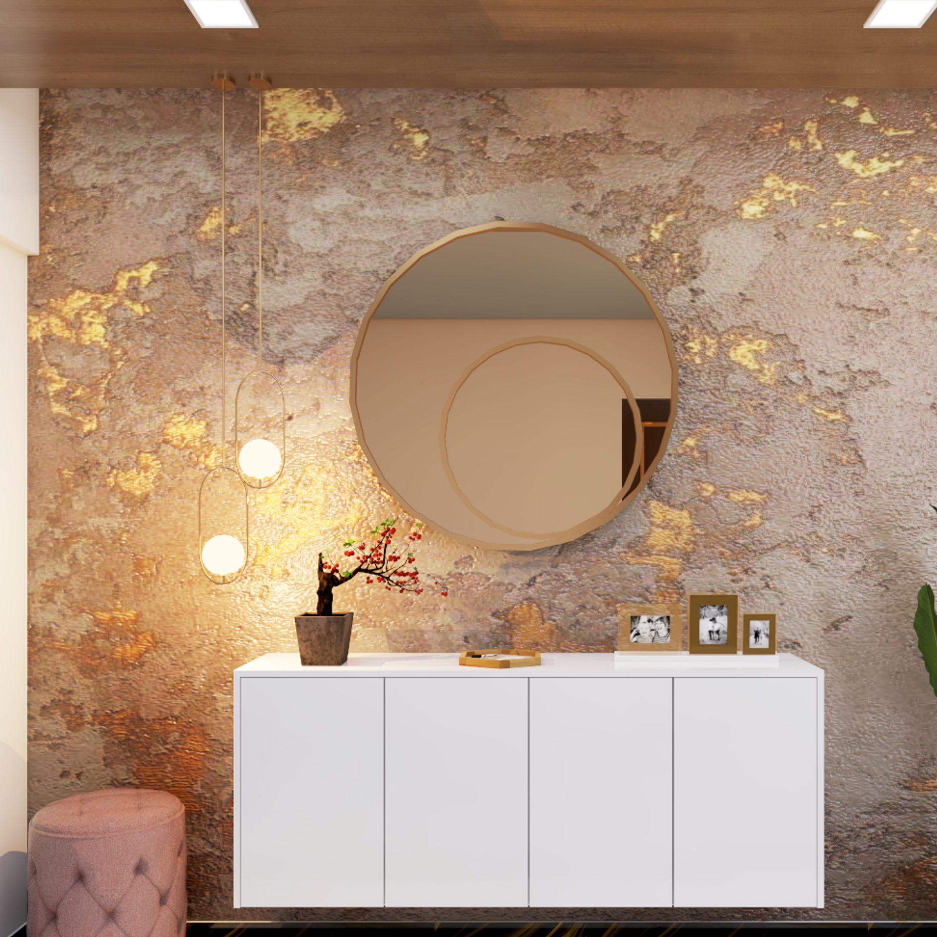 Foyer Design With Statement Mirror | Livspace