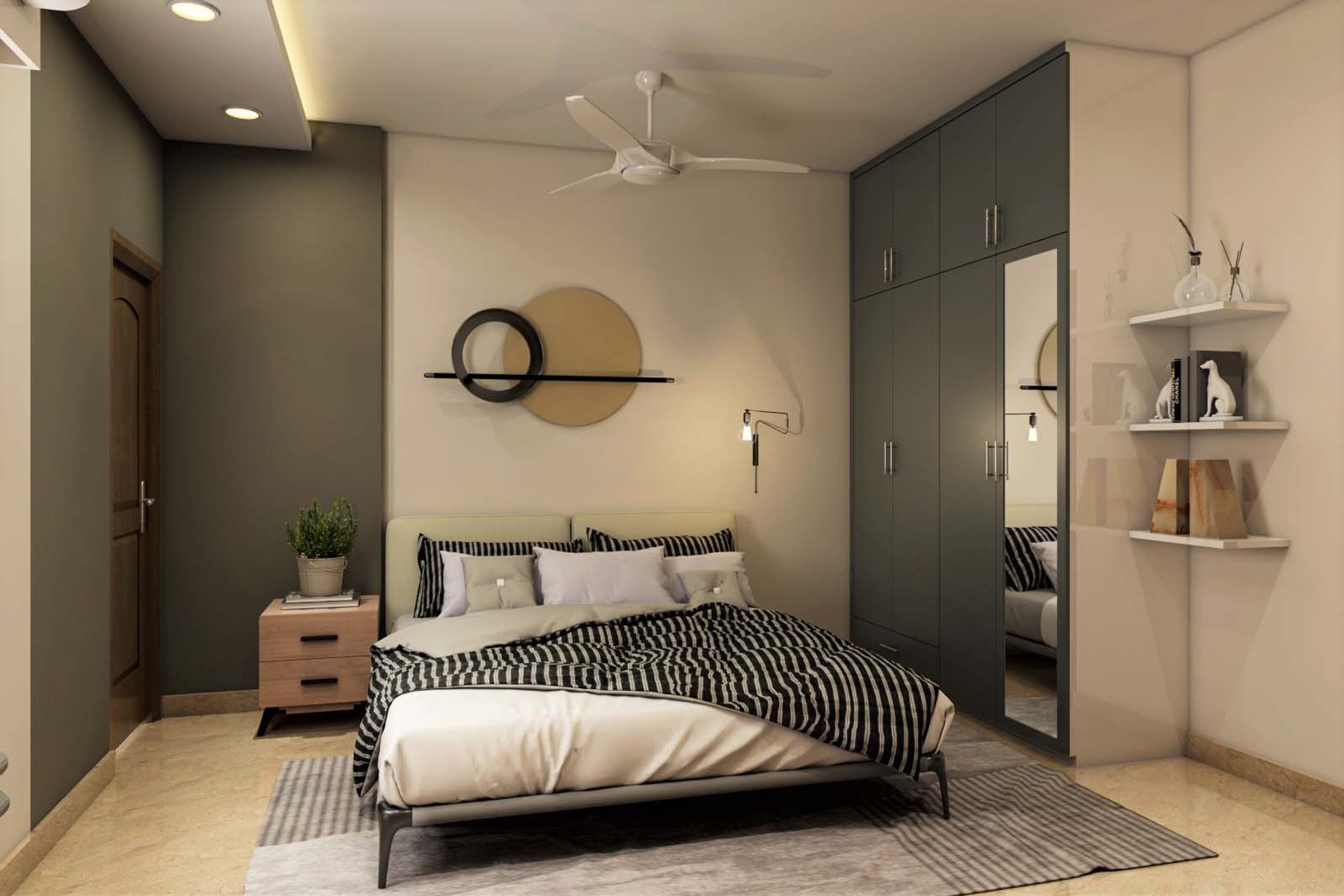 Spacious Guest Bedroom Design With Wardrobe | Livspace