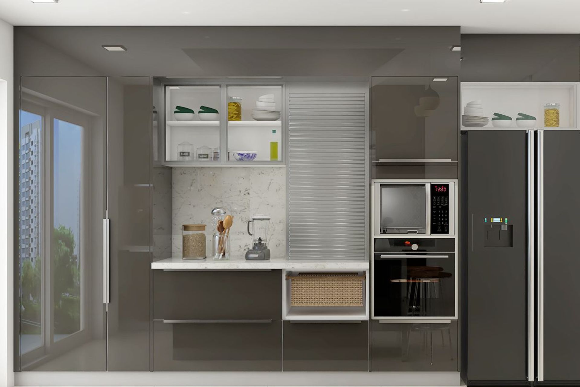 Multi-Functional Convenient Contemporary Style Kitchen Design | Livspace