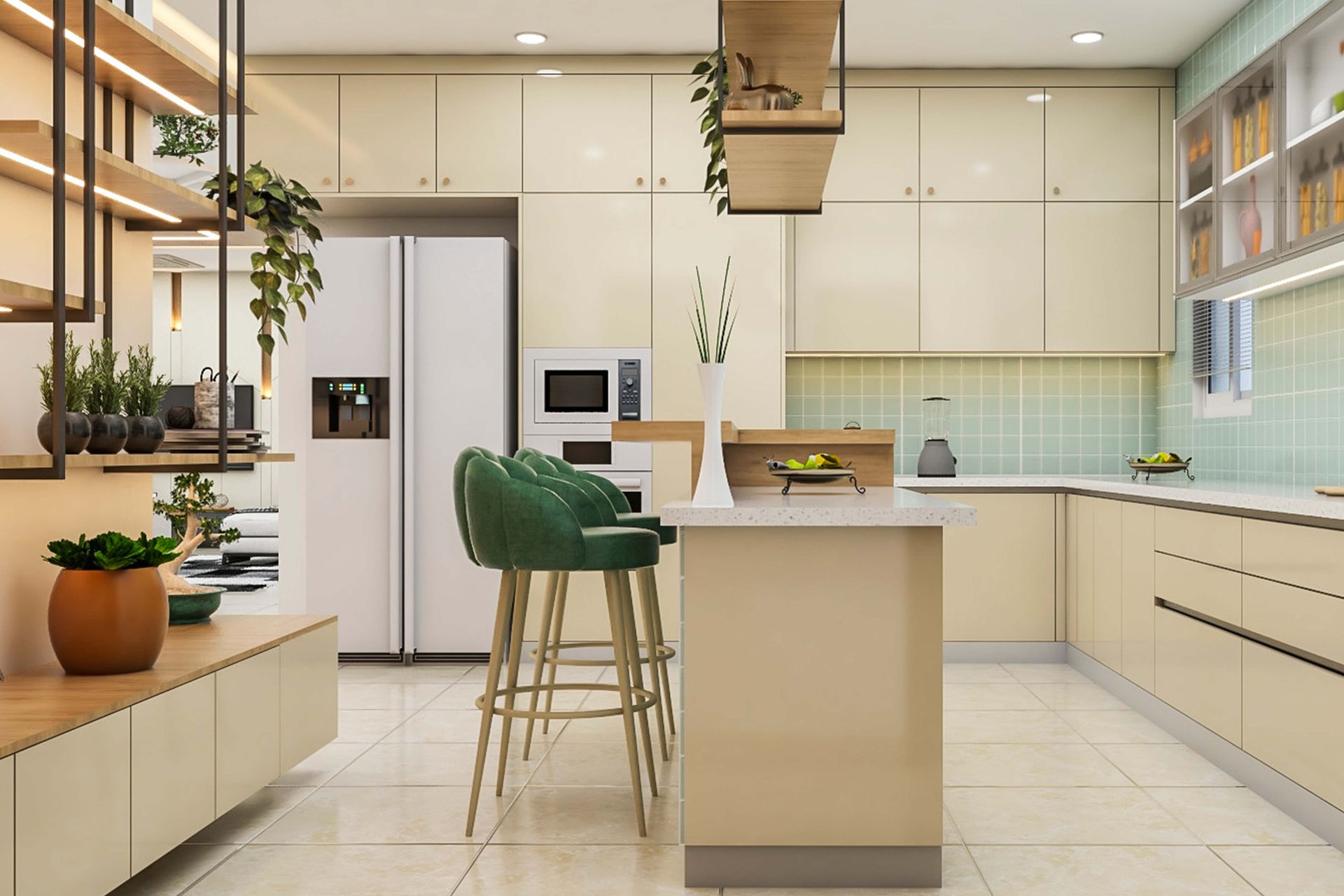 Convenient Contemporary Style Spacious Kitchen Design | Livspace