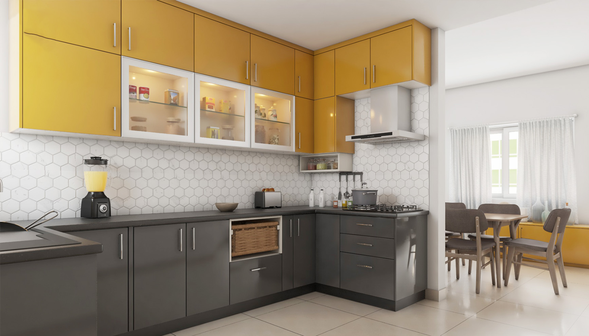 Convenient Maximum Storage Modern Theme Spacious Kitchen Design | Livspace