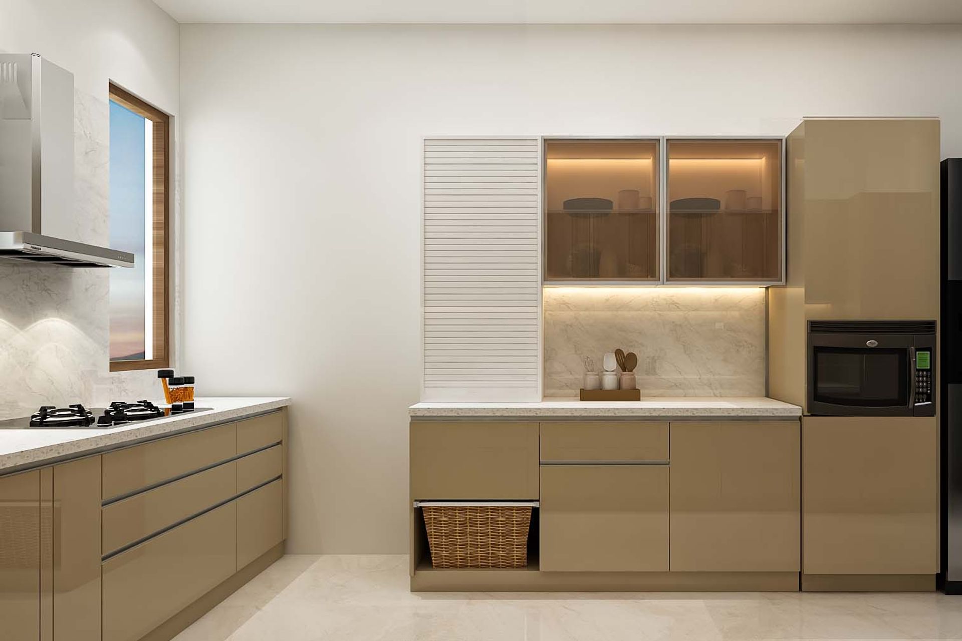 Spacious Modular Design With Beige Interiors | Livspace