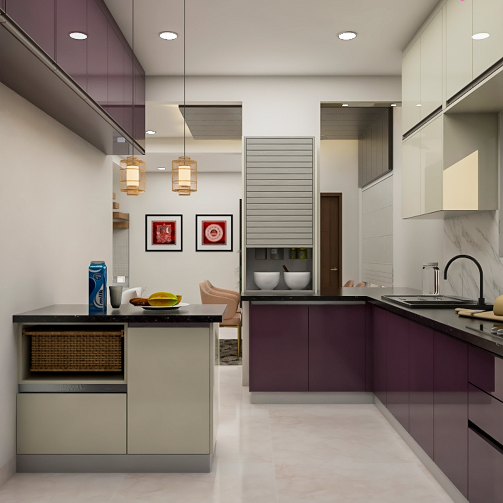 Modern Spacious Low Maintenance Well-Lit Kitchen Design | Livspace