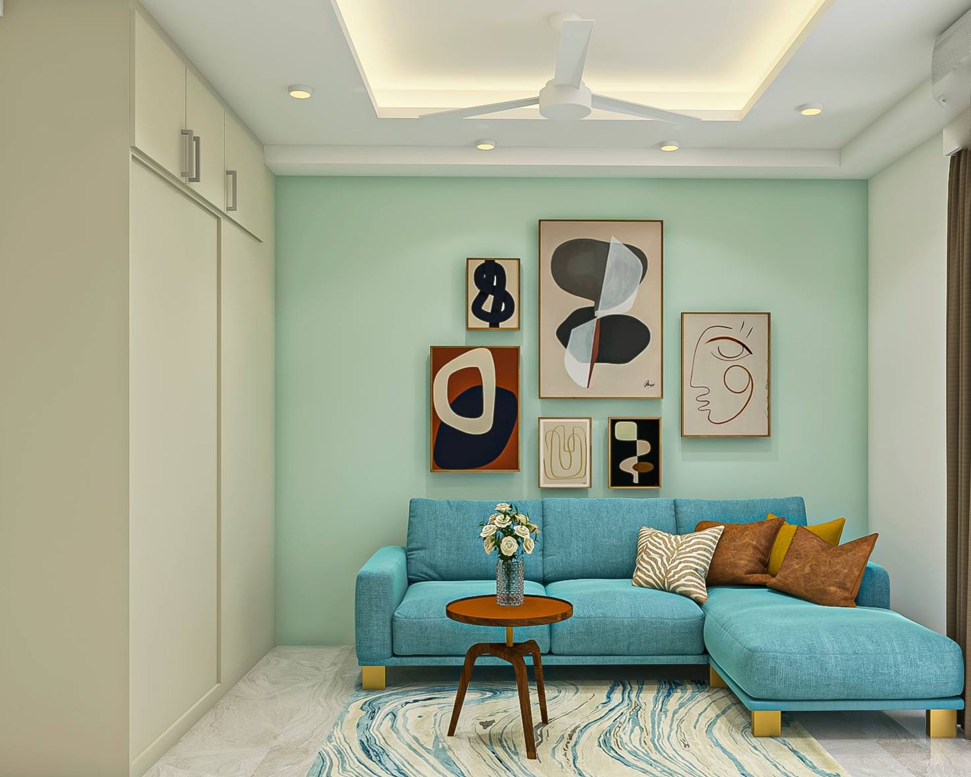 Modern Living Room Design With L-Shaped Sofa | Livspace