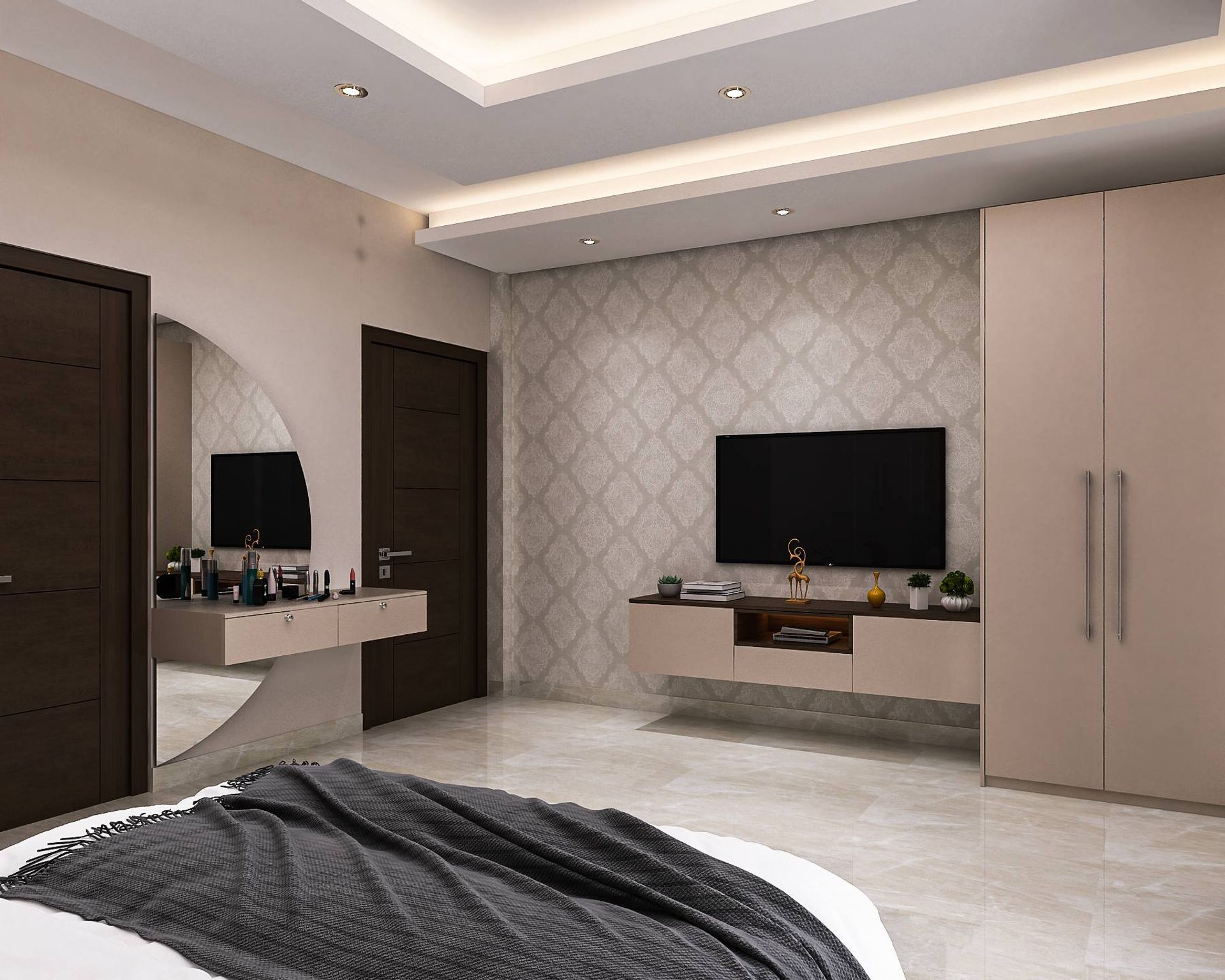 Modern Master Bedroom Design With Wardrobe | Livspace