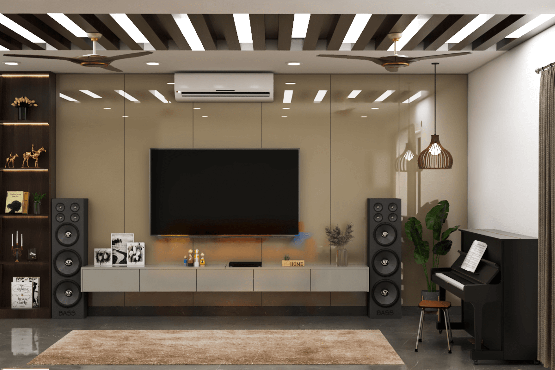 Modern Spacious TV Unit WIth Simple Colour Theme | Livspace