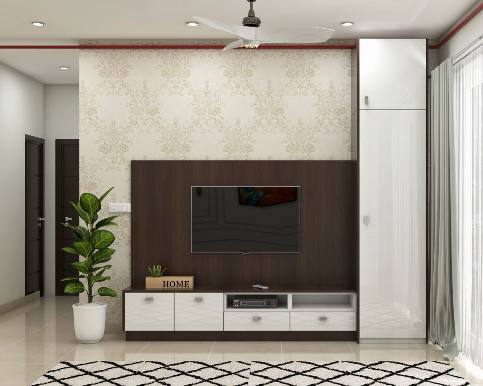 Neutral Modern TV Unit Design Idea | Livspace