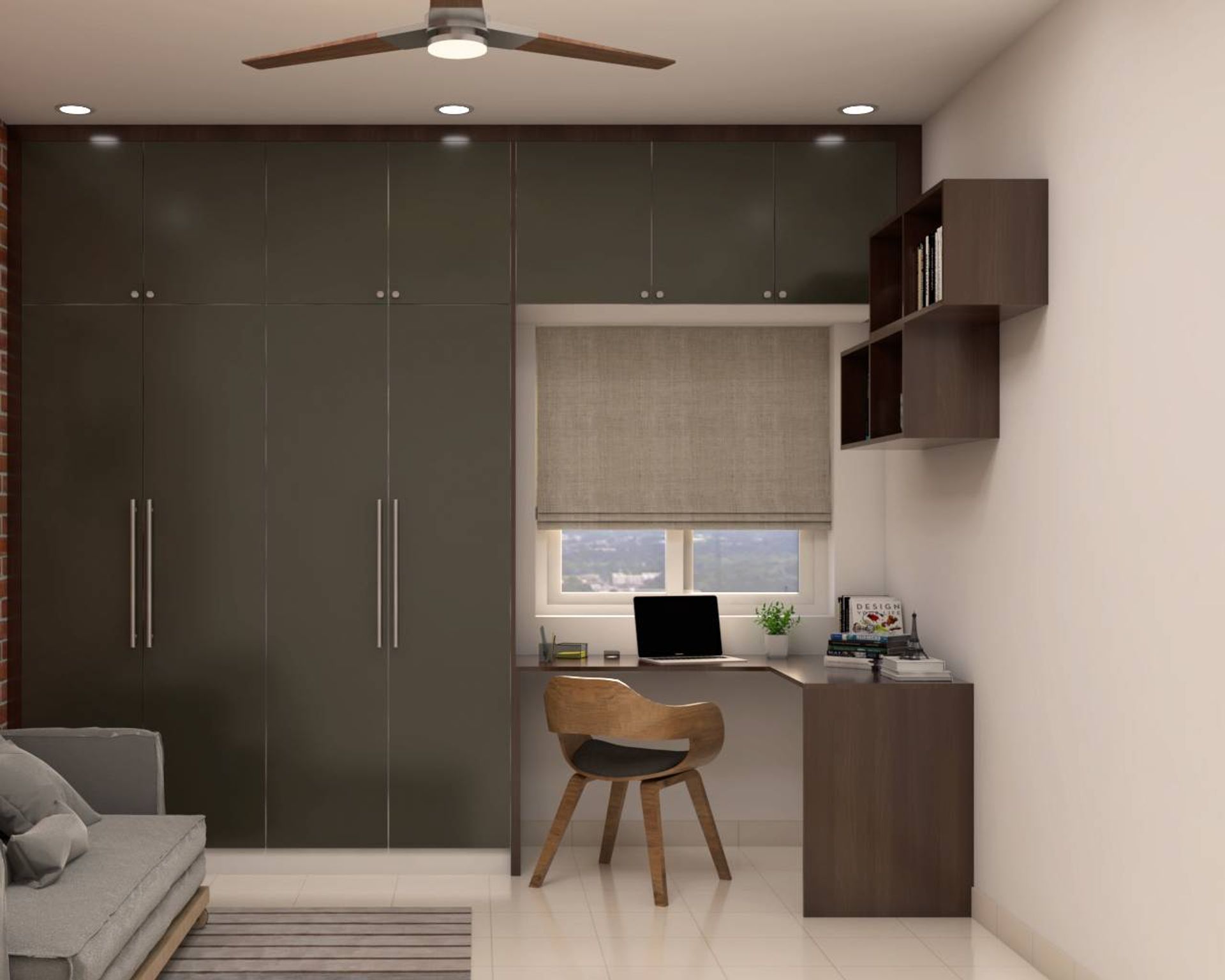 Spacious Grey Wardrobe Design | Livspace