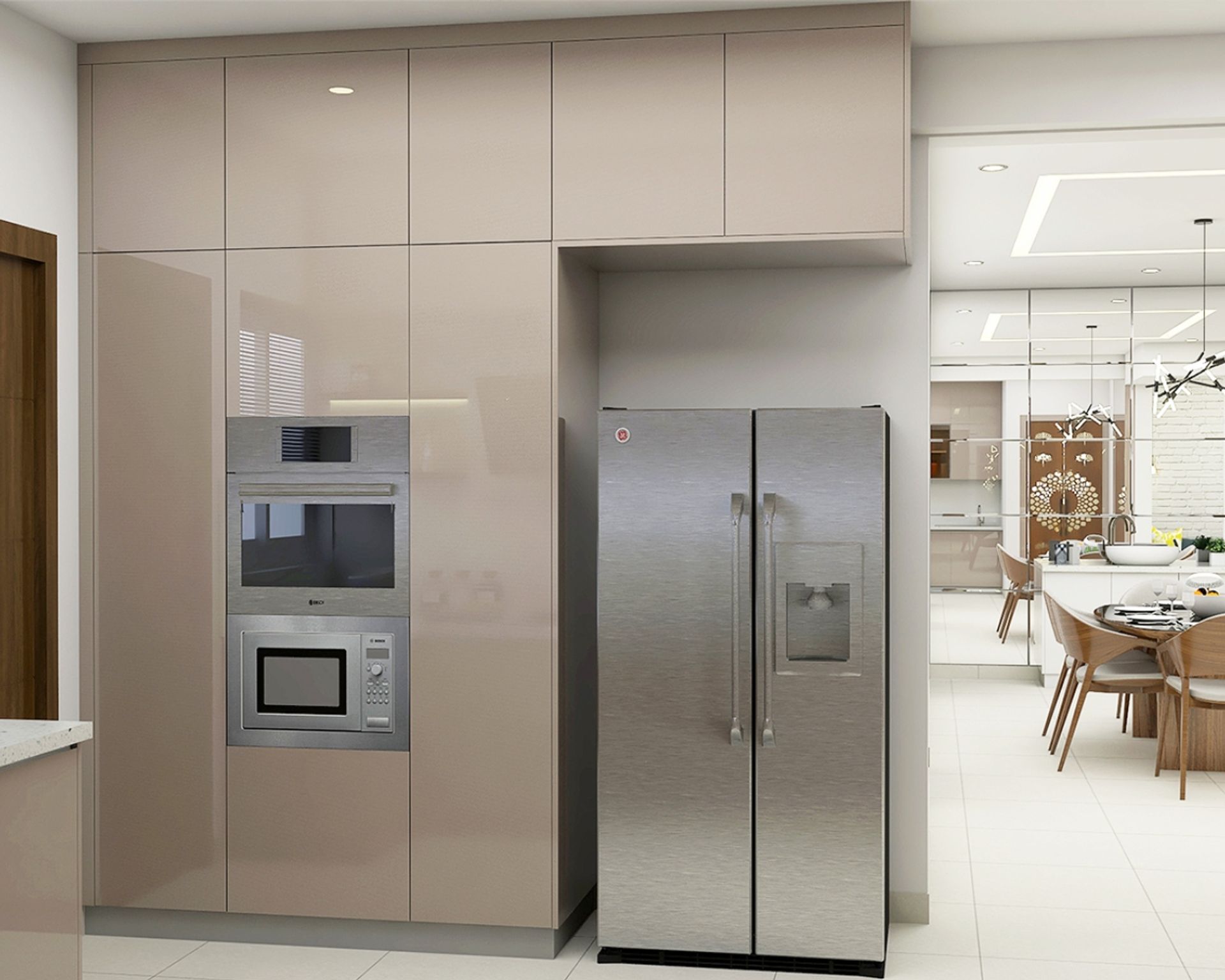 Irish Cream Modular L Shape Kitchen Design | Livspace