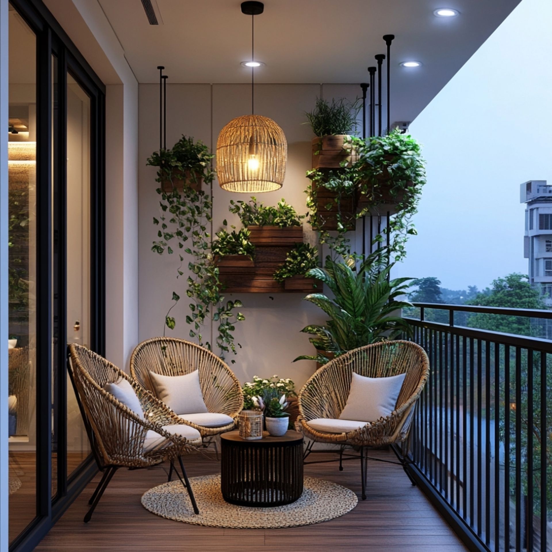 Charming Tropical Balcony Design with Cozy Cane and Jute Chairs and ...