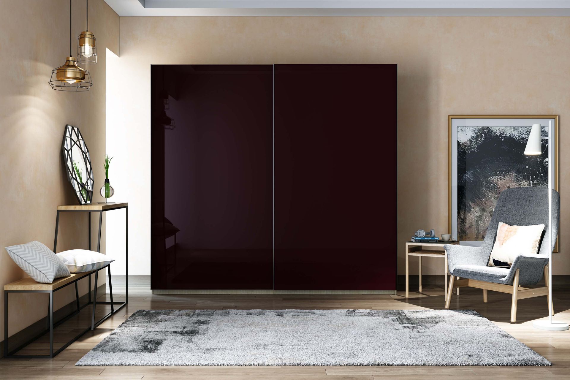Customizable Contemporary Sliding Wardrobe Design in High Gloss Finish ...