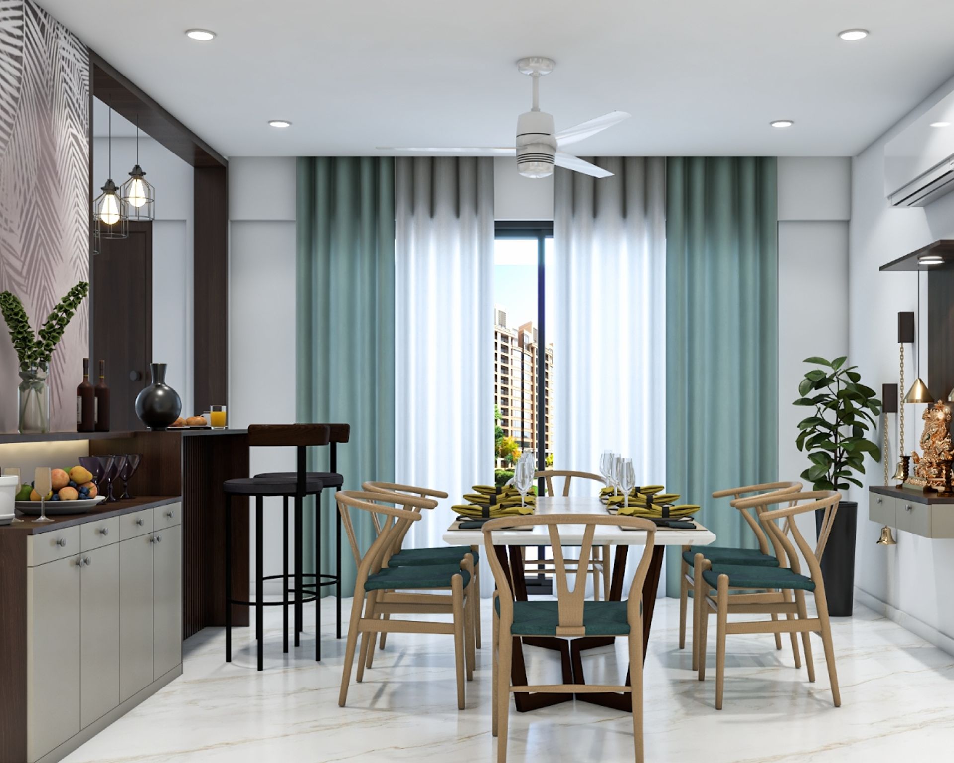 Spacious Contemporary Dining Room Design for Six with Rectangular ...