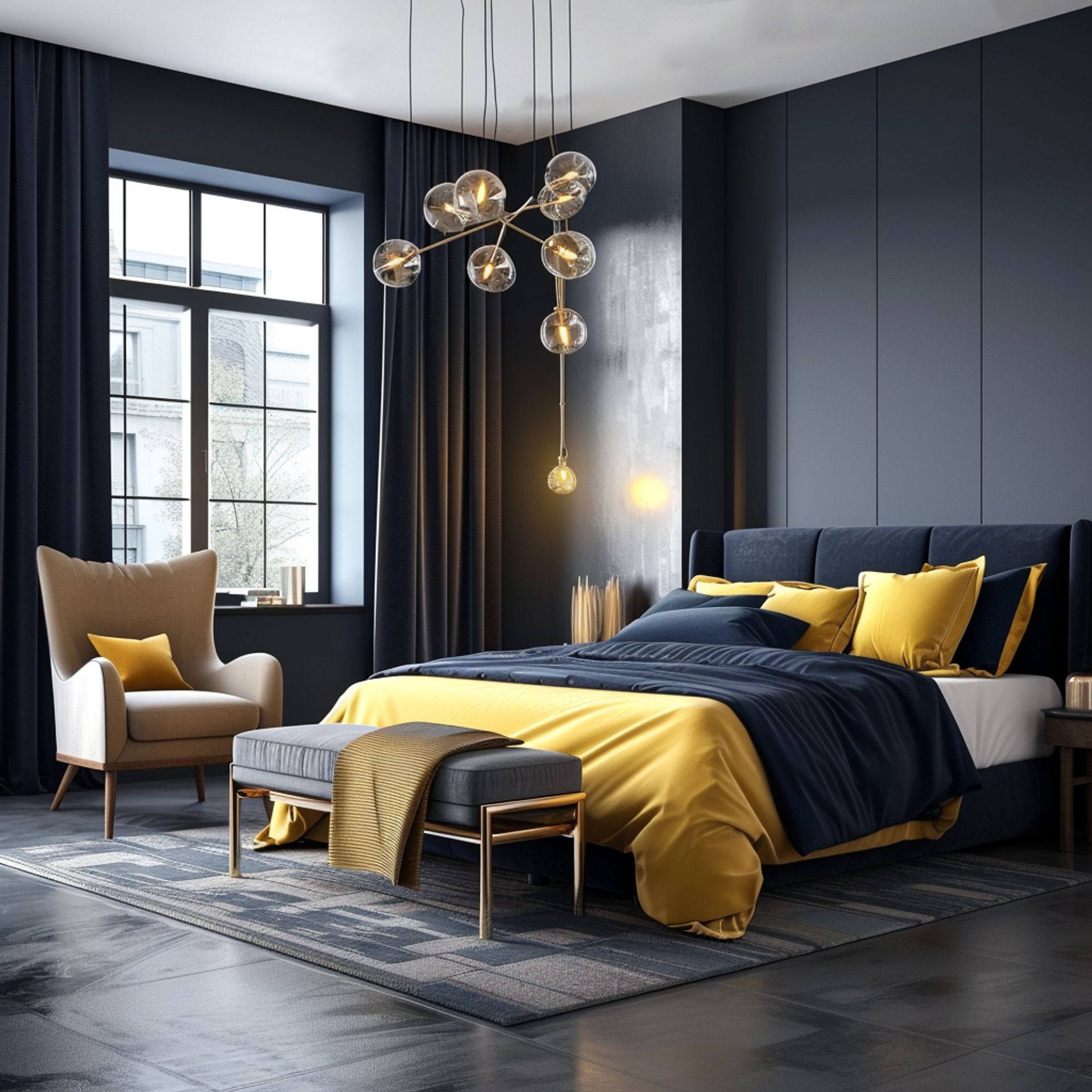 Elegant Dark Blue Wall Paint Design: Rustic Style, Easy to Clean | Livspace
