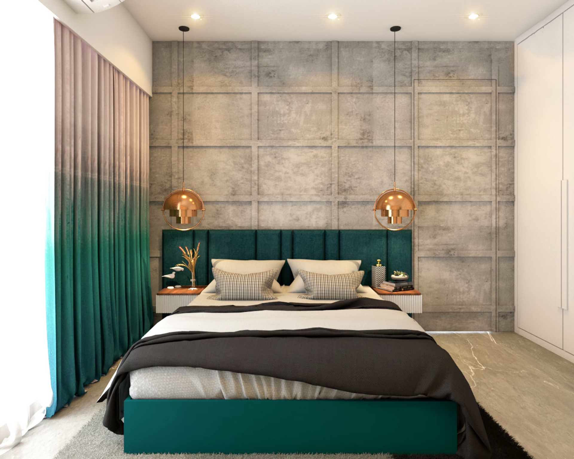 Contemporary Themed Spacious Convenient Master Bedroom Design | Livspace