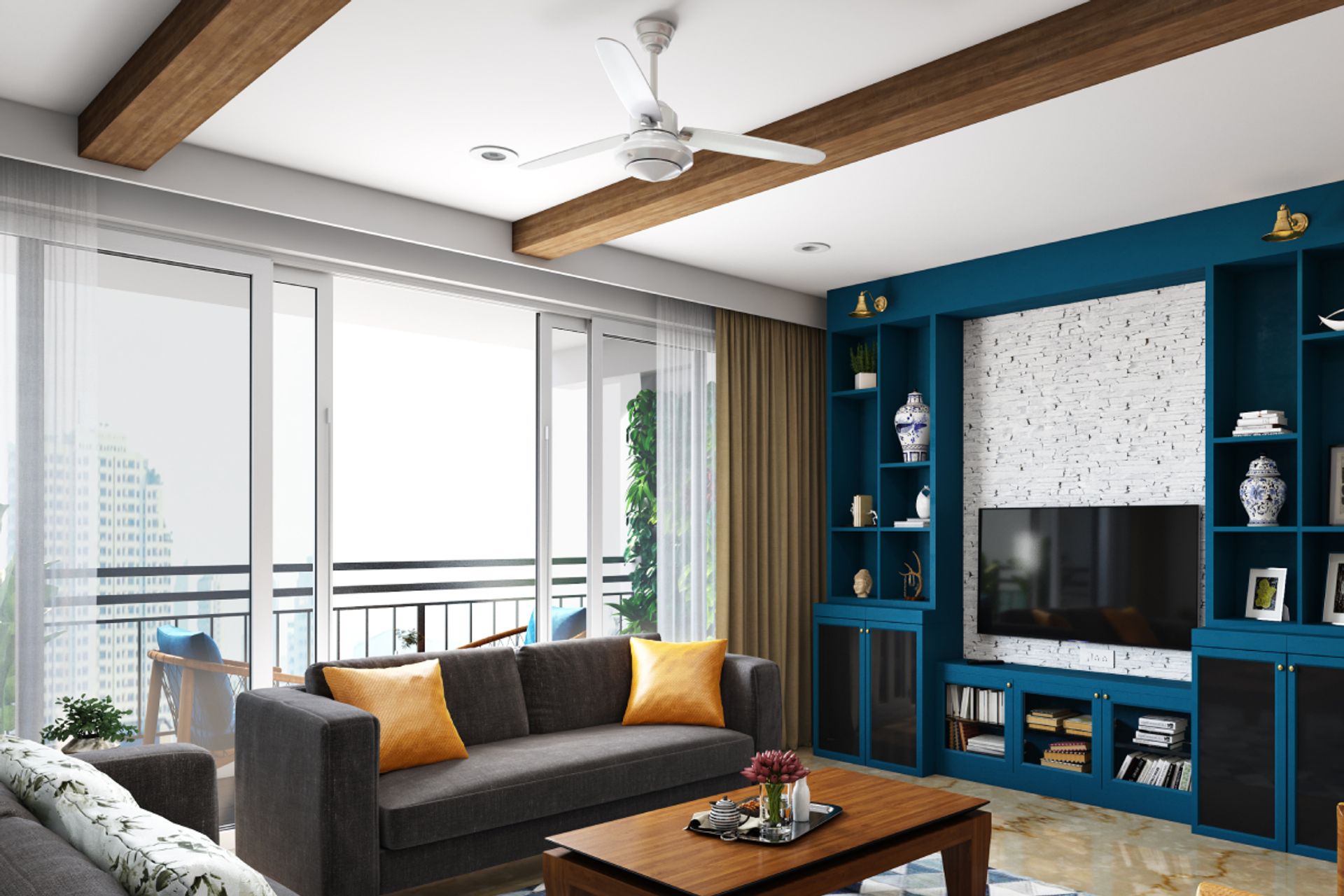 Rectangular False Ceiling With A Laminate Finish | Livspace