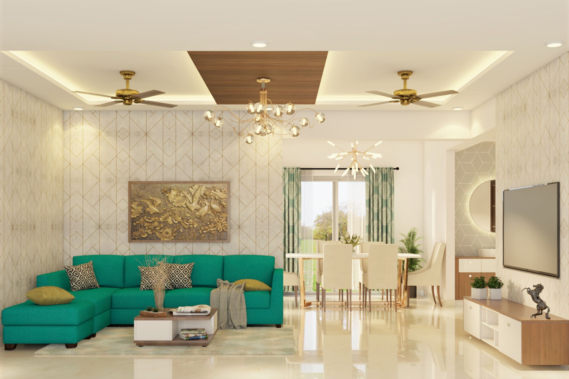 Rectangular Single-Layered False Ceiling | Livspace