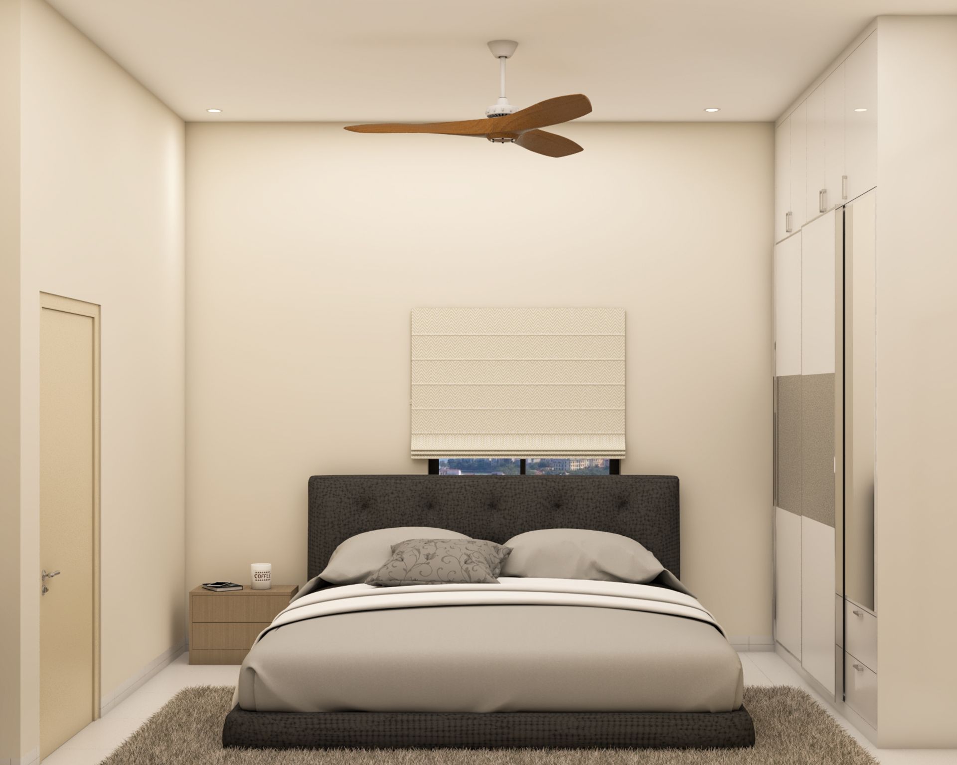 Compact Guest Bedroom Design With Sliding Wardrobe | Livspace