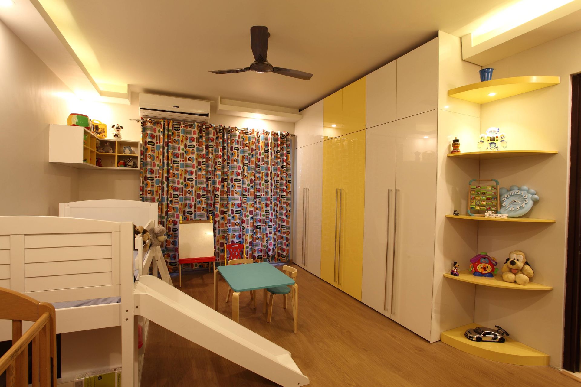Compact Two-Sharing Kid's Room With Loft Storage | Livspace