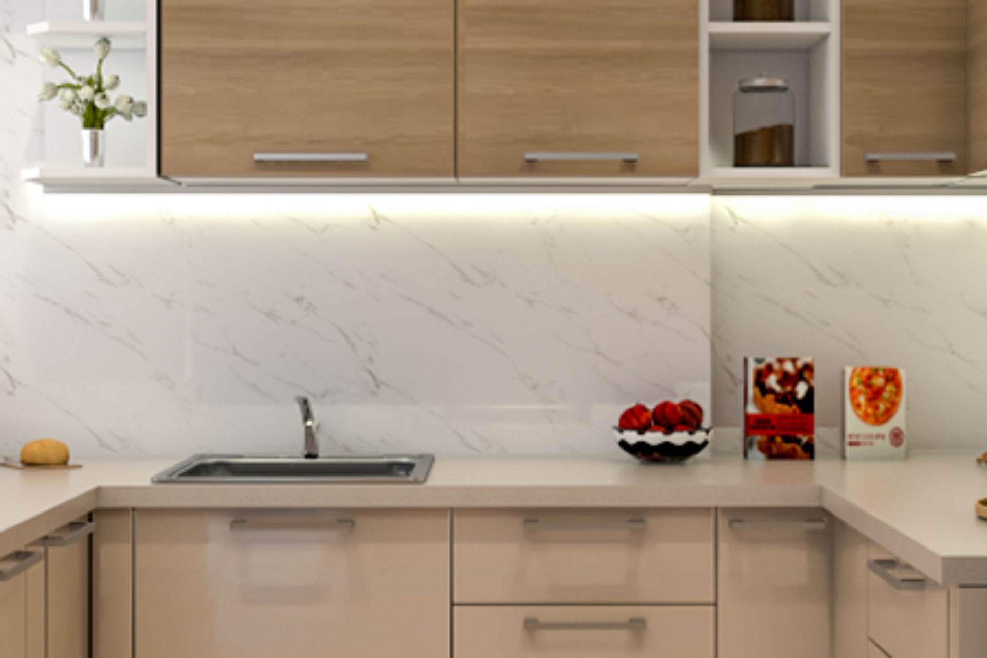 Ceramic White Wall Tiles Design For Kitchens | Livspace