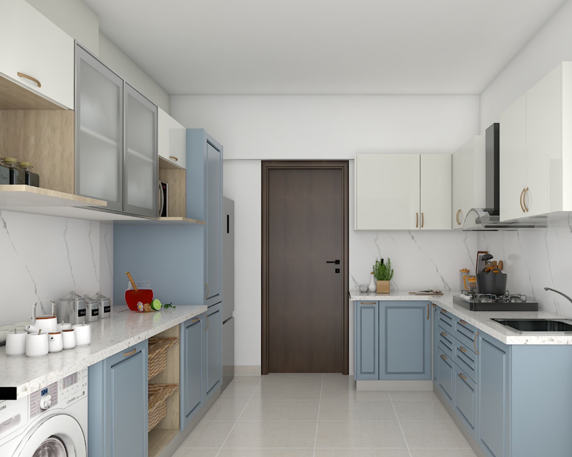 Ceramic Rectangular Tiles Design For Kitchens | Livspace