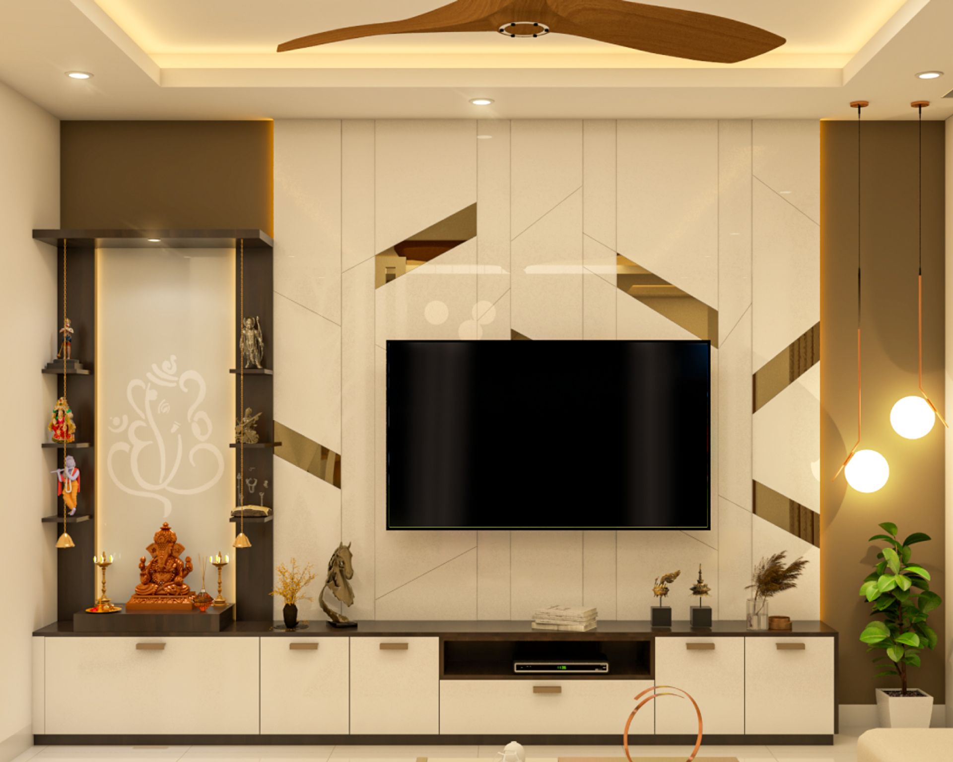 Multi-Functional Contemporary Style Spacious TV Unit Design | Livspace