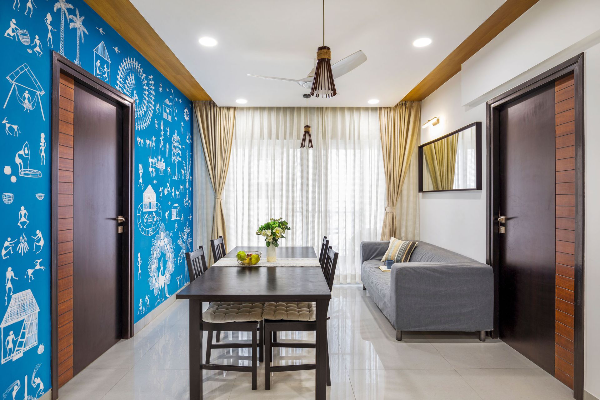 Contemporary 2-BHK Flat Design in Hyderabad with Master Bedroom and ...