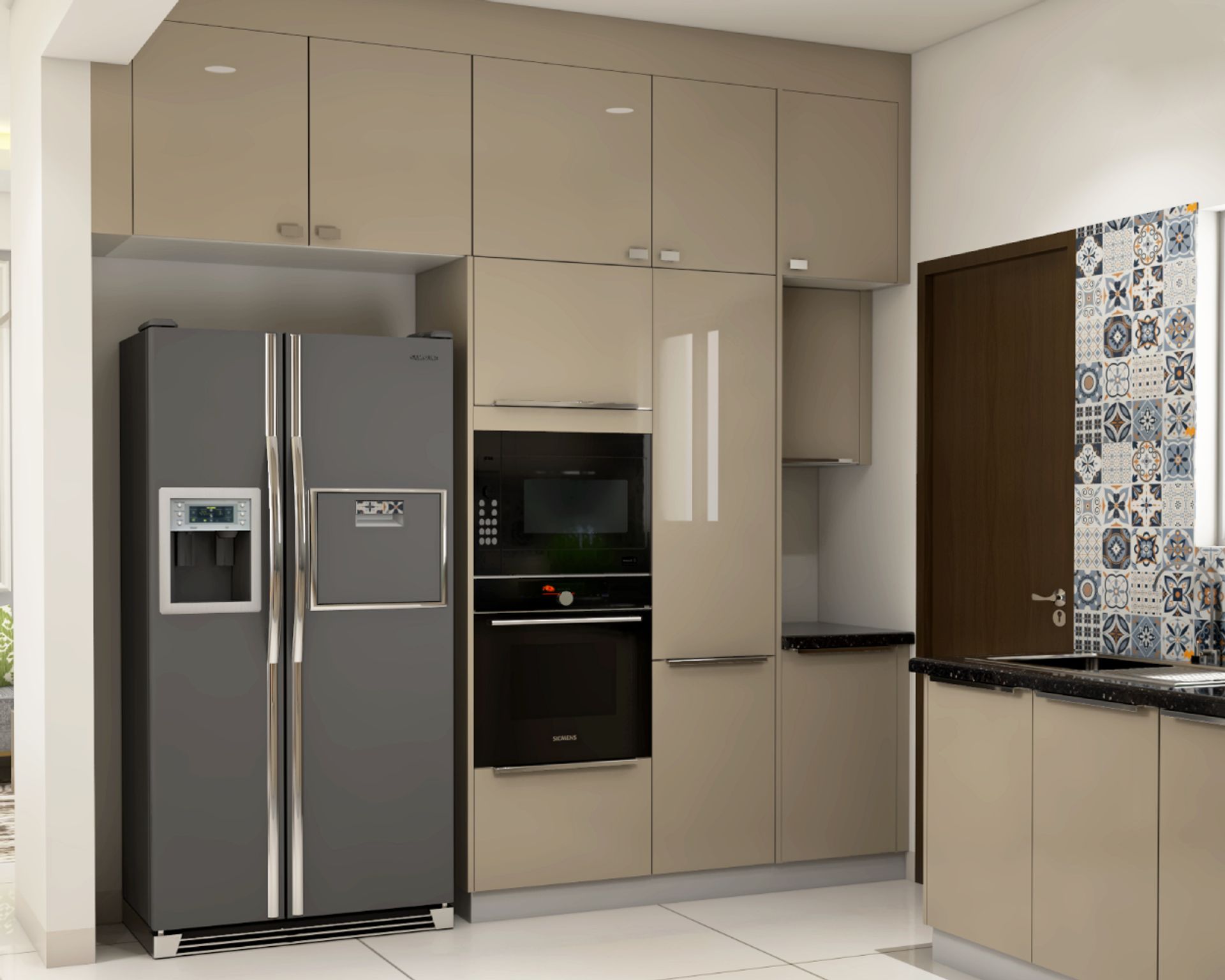 Spacious Irish Cream Indian Kitchen Design With Modular Units | Livspace