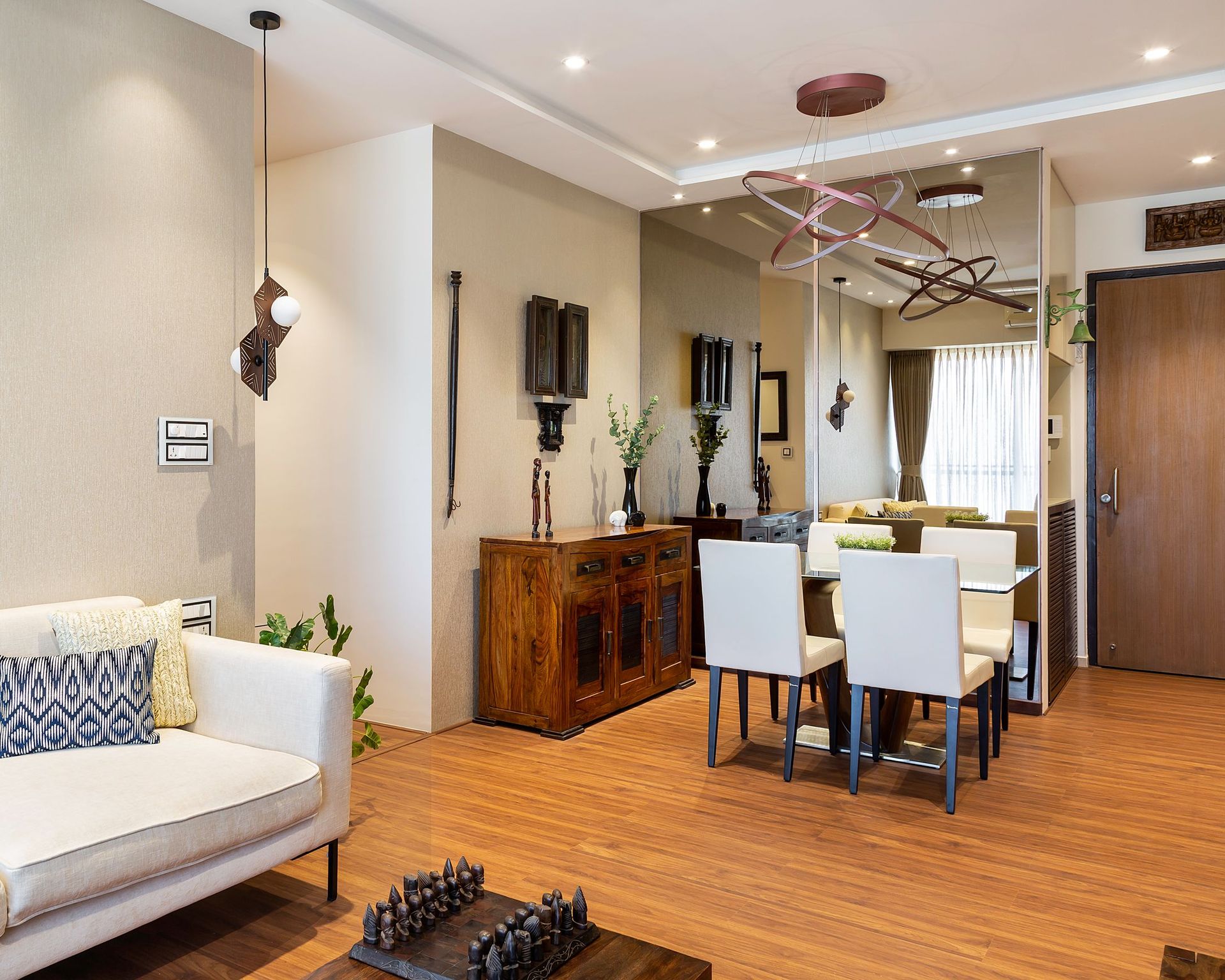 Modern False Ceiling Design With Mirror on Wall| Livspace