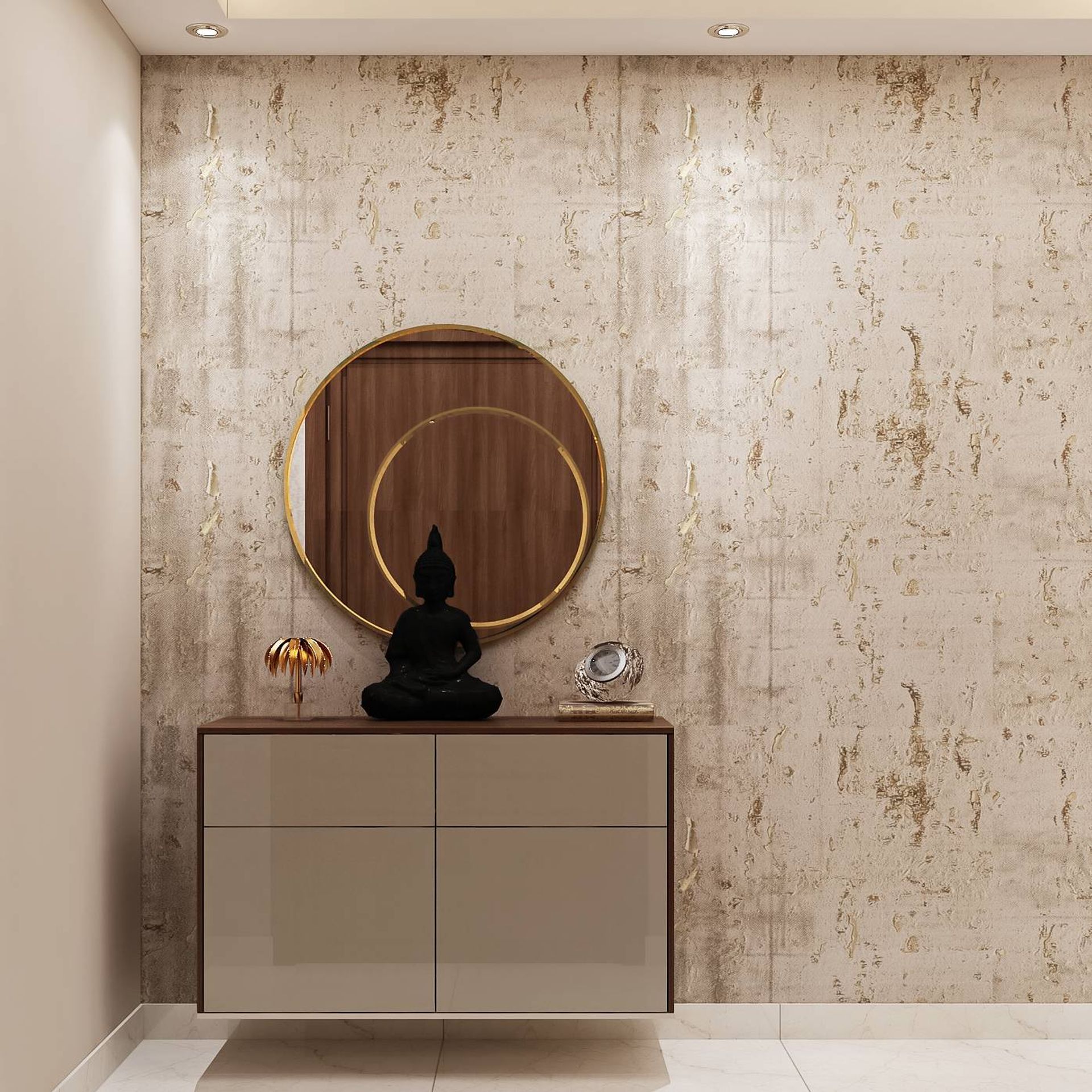 Spacious Foyer Design with Contemporary Tones | Livspace