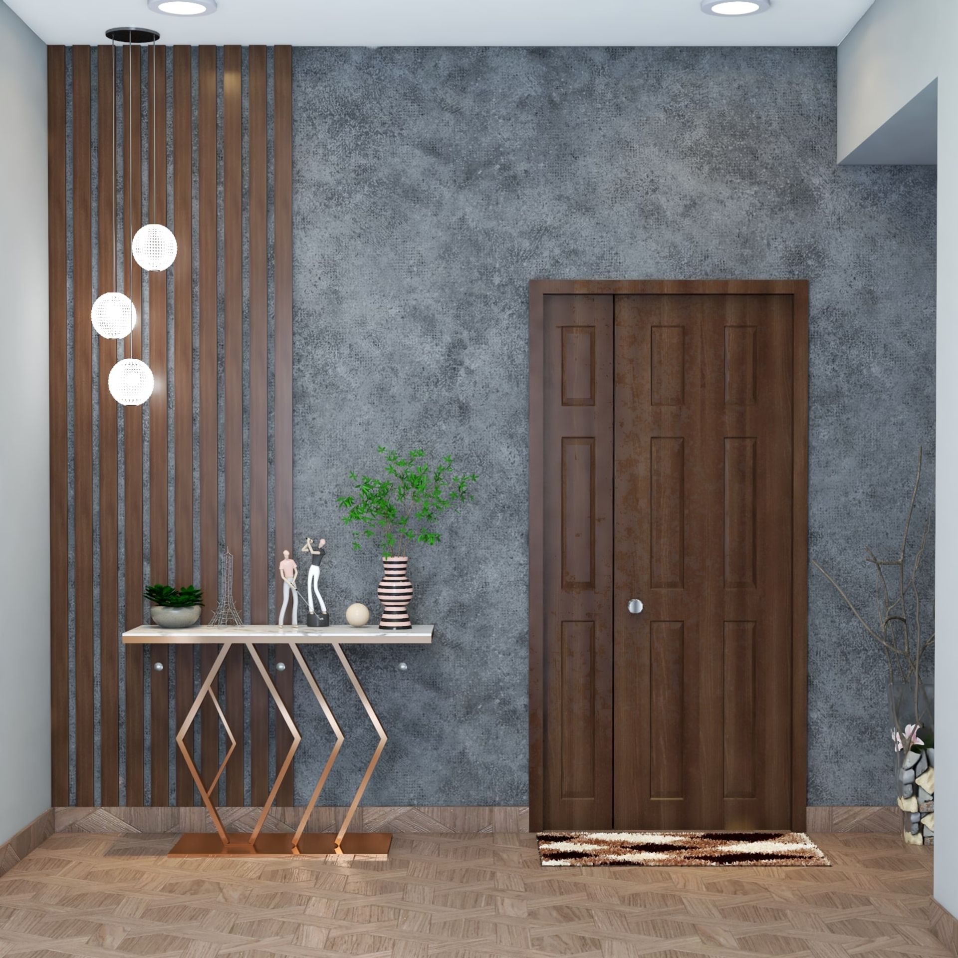 Simple Foyer Design With Wall Panelling | Livspace
