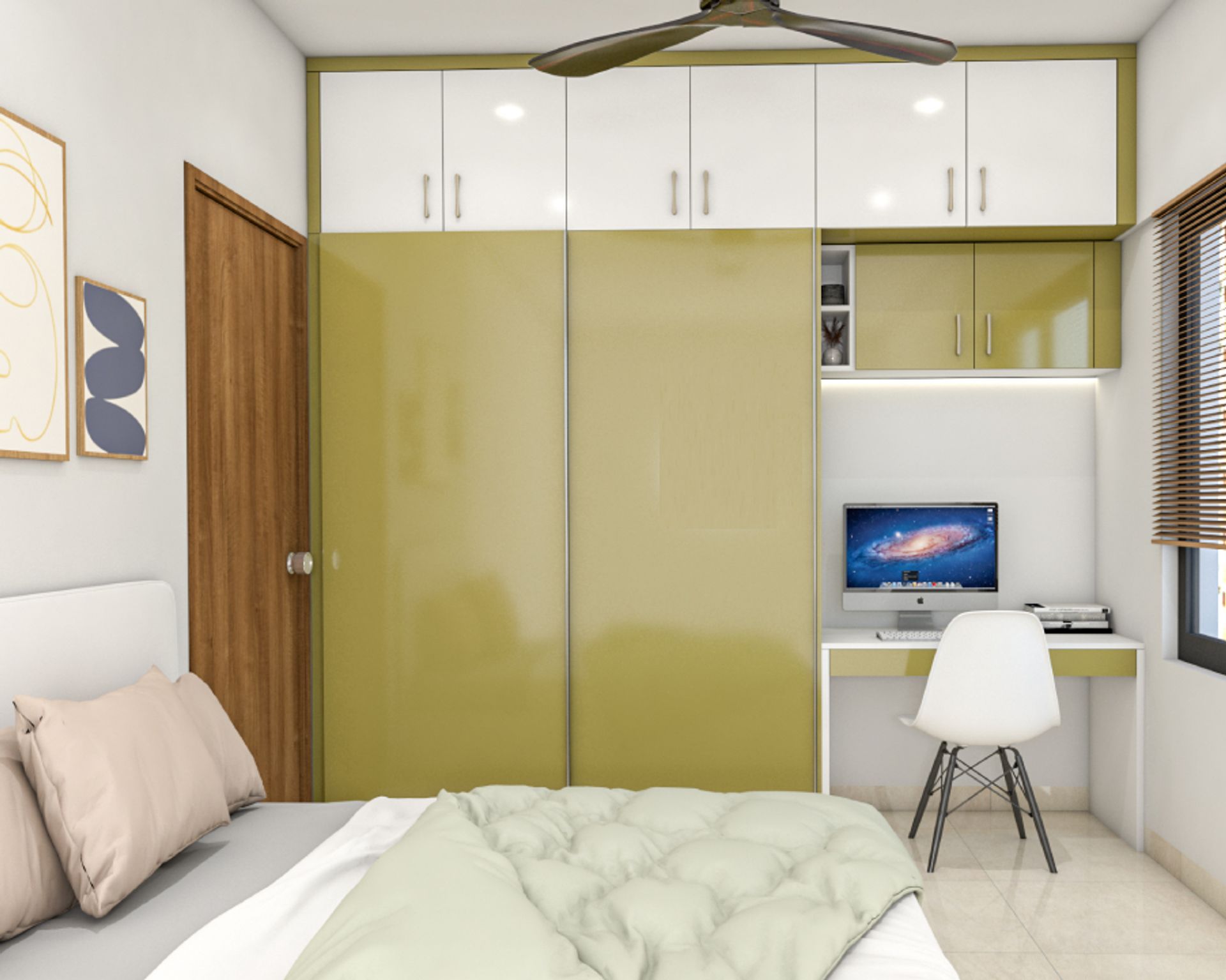 Spacious Kids' Bedroom Design With Upholstered Double Bed | Livspace