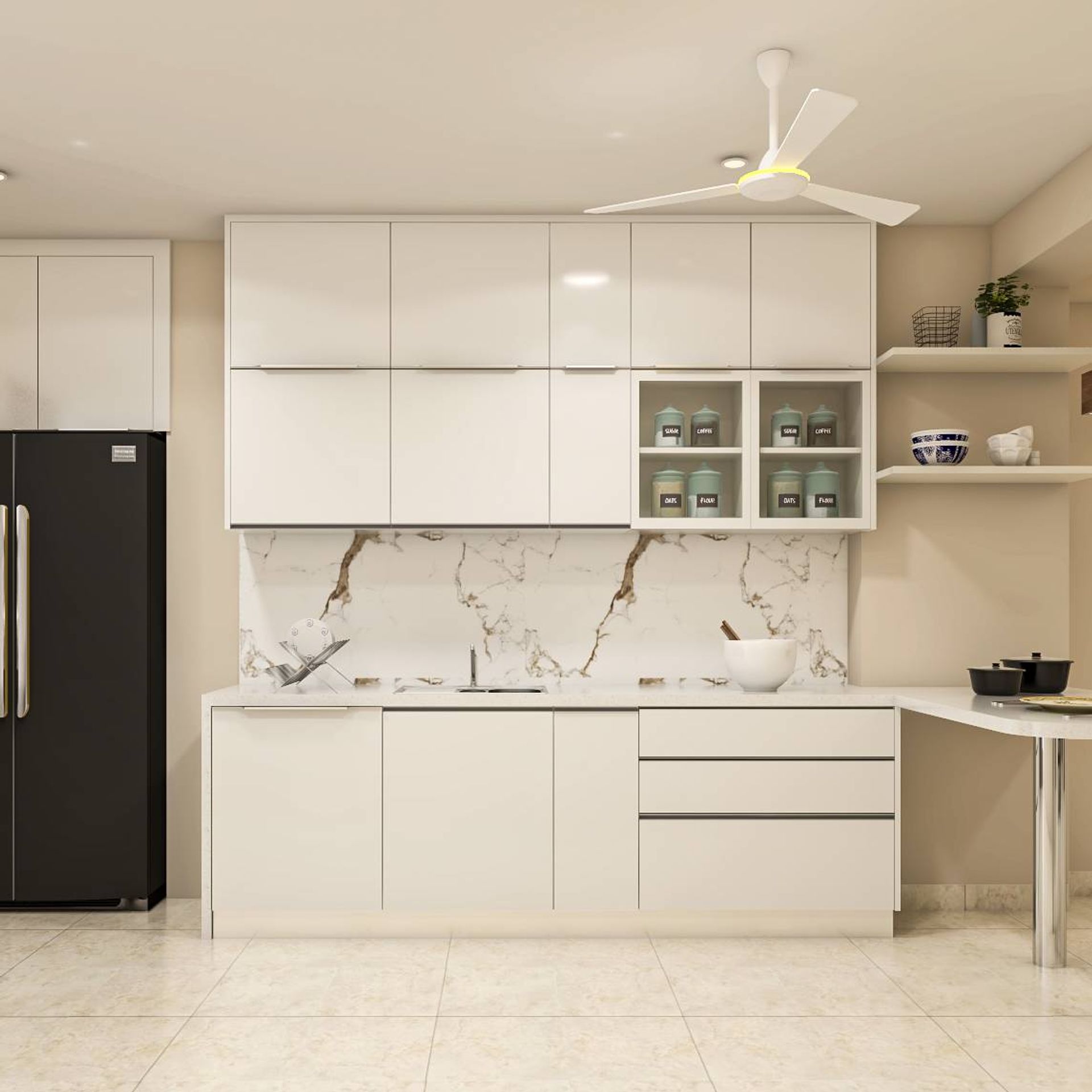 Spacious Open Kitchen Design | Livspace