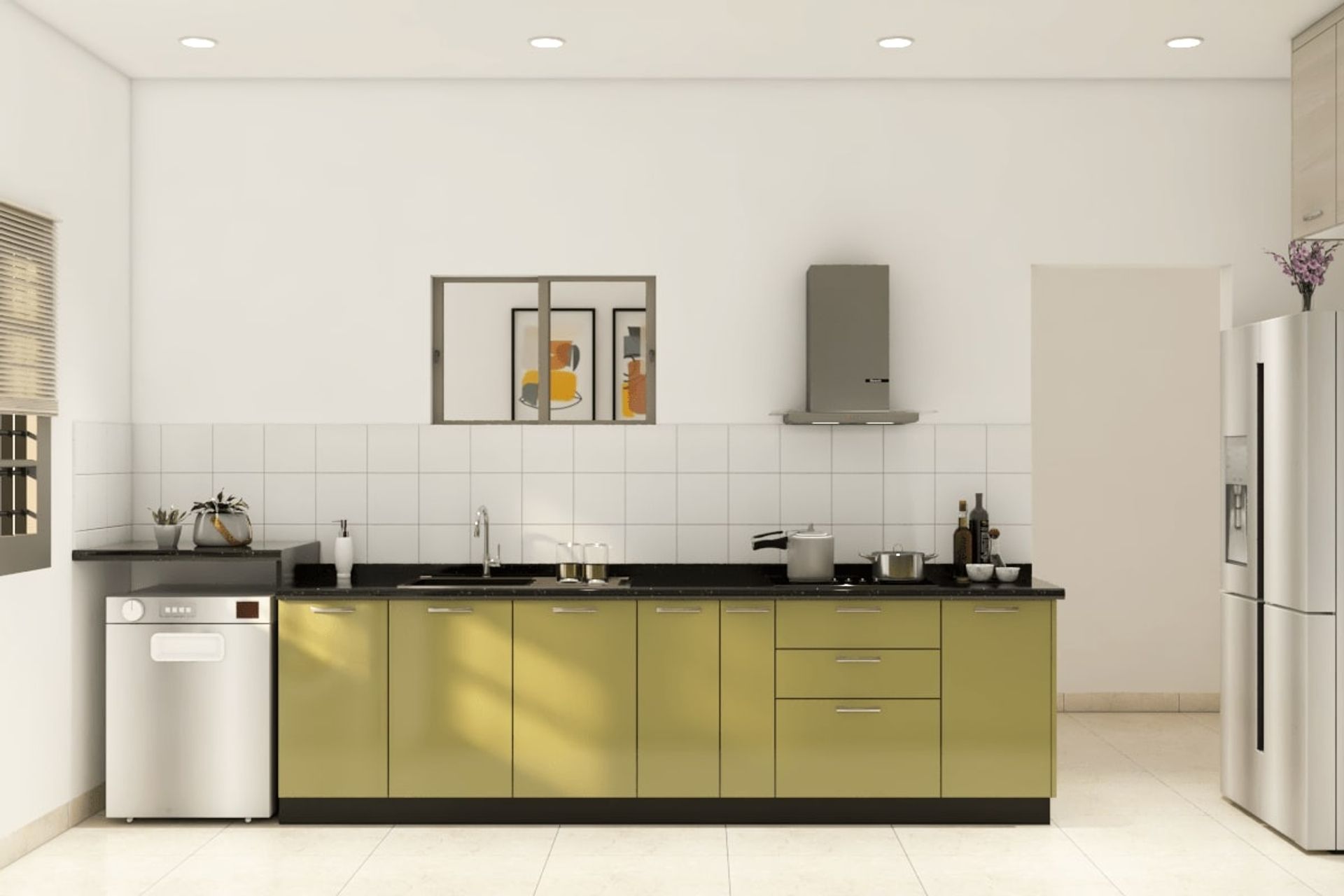 Compact Kitchen Design With Wooden Details | Livspace