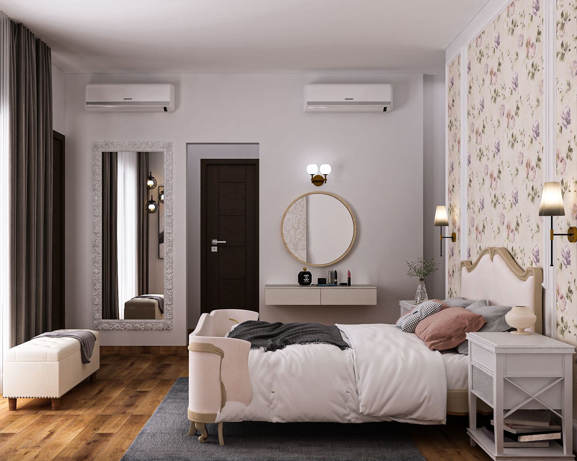 Spacious White Master Bedroom Design | Livspace